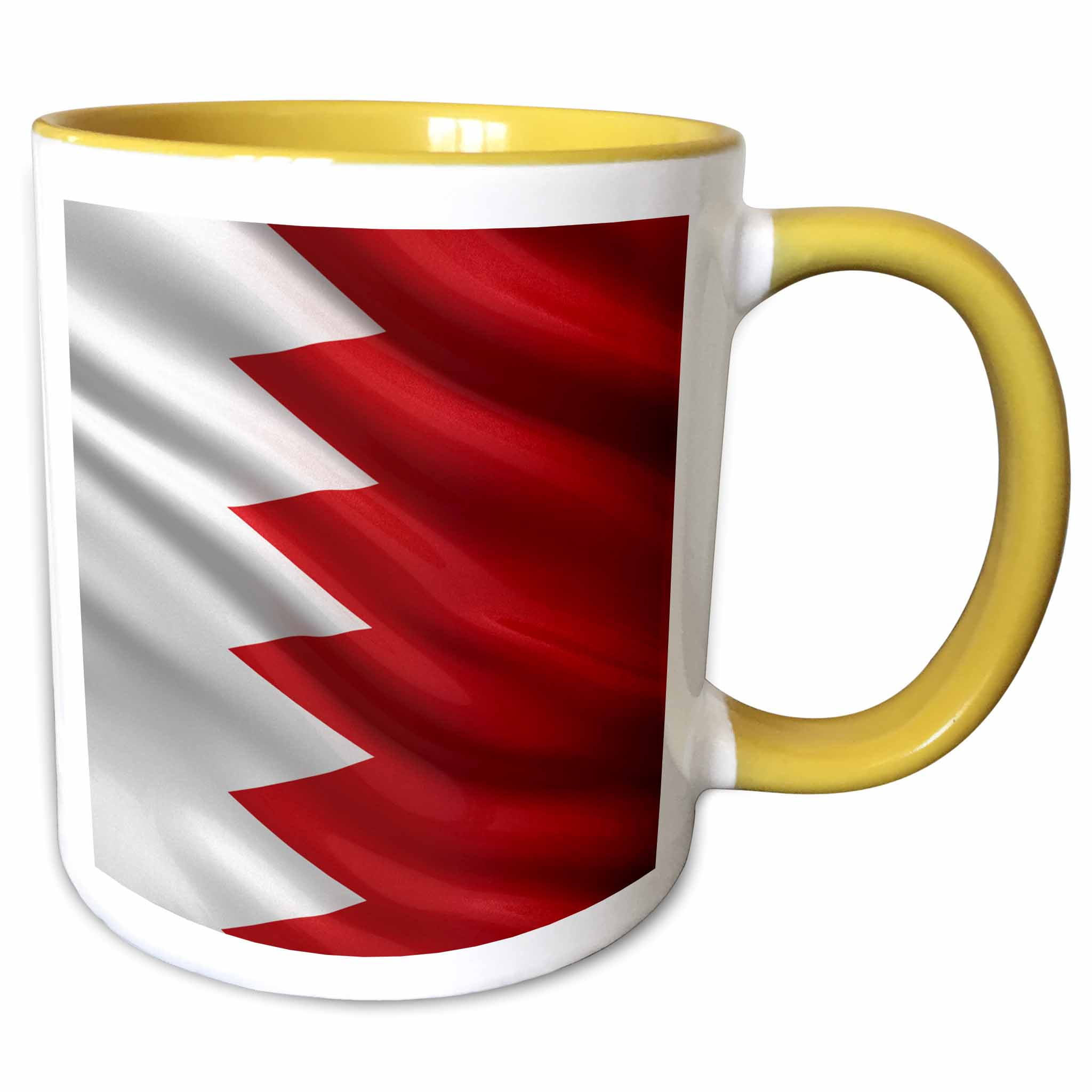 Flag of Bahrain waving in the wind 11oz Two-Tone Yellow Mug mug-178794 ...