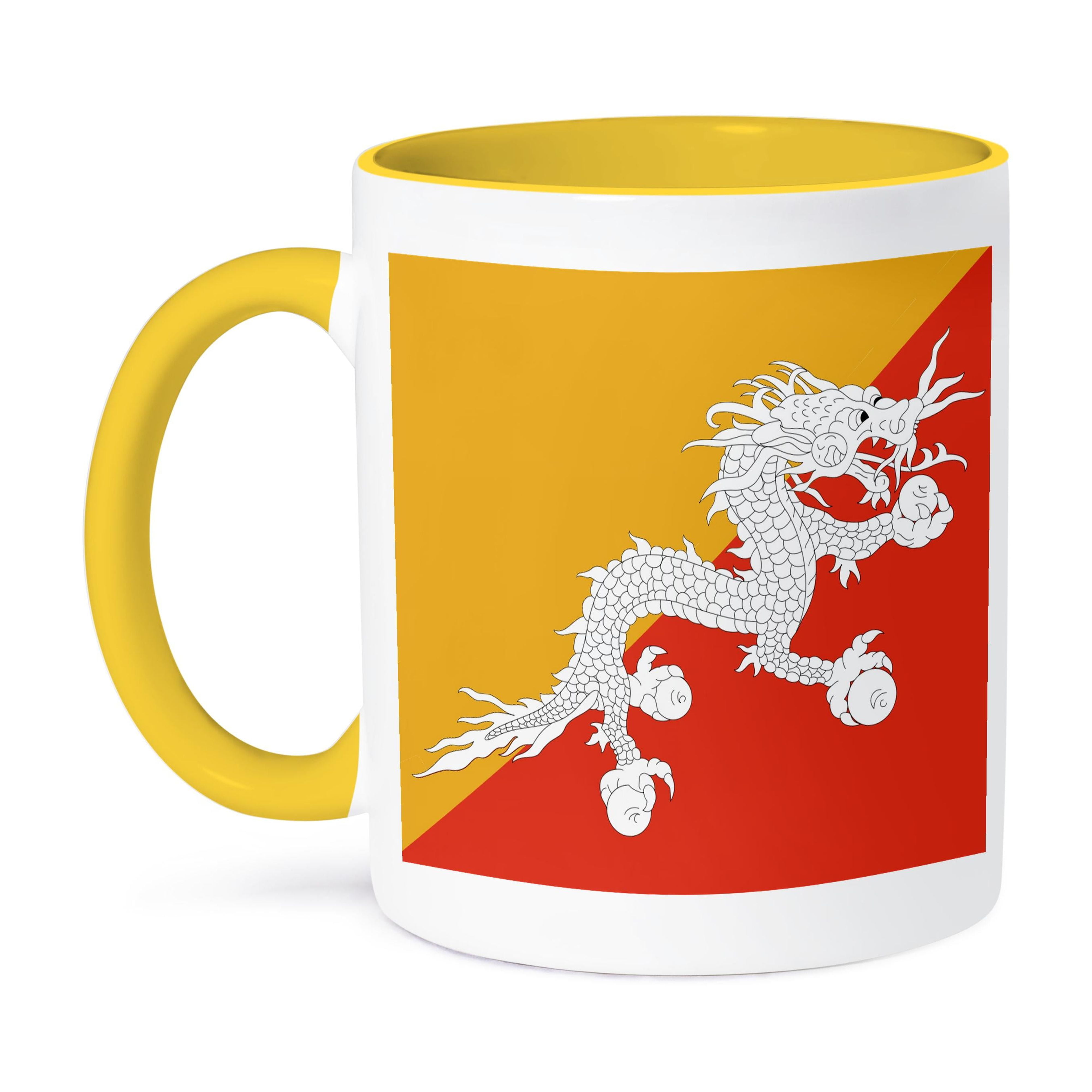 3dRose, Flag of Bhutan - Druk Bhutanese Thunder Dragon on orange and ...