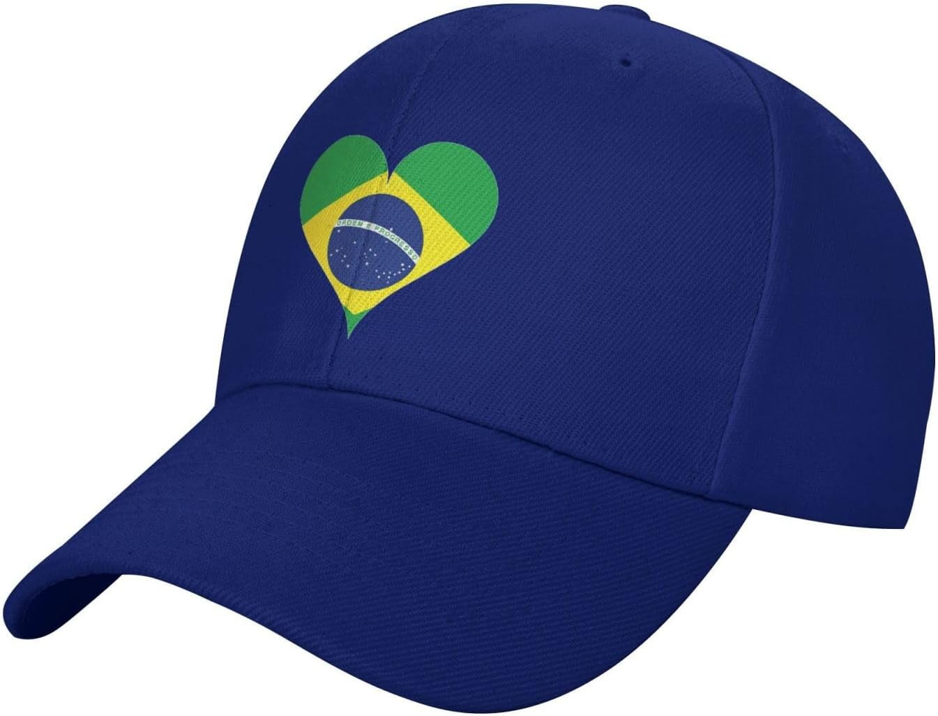 Flag of Brazil Heart Baseball Hat Fashion Adjustable Brim Peaked Cap ...