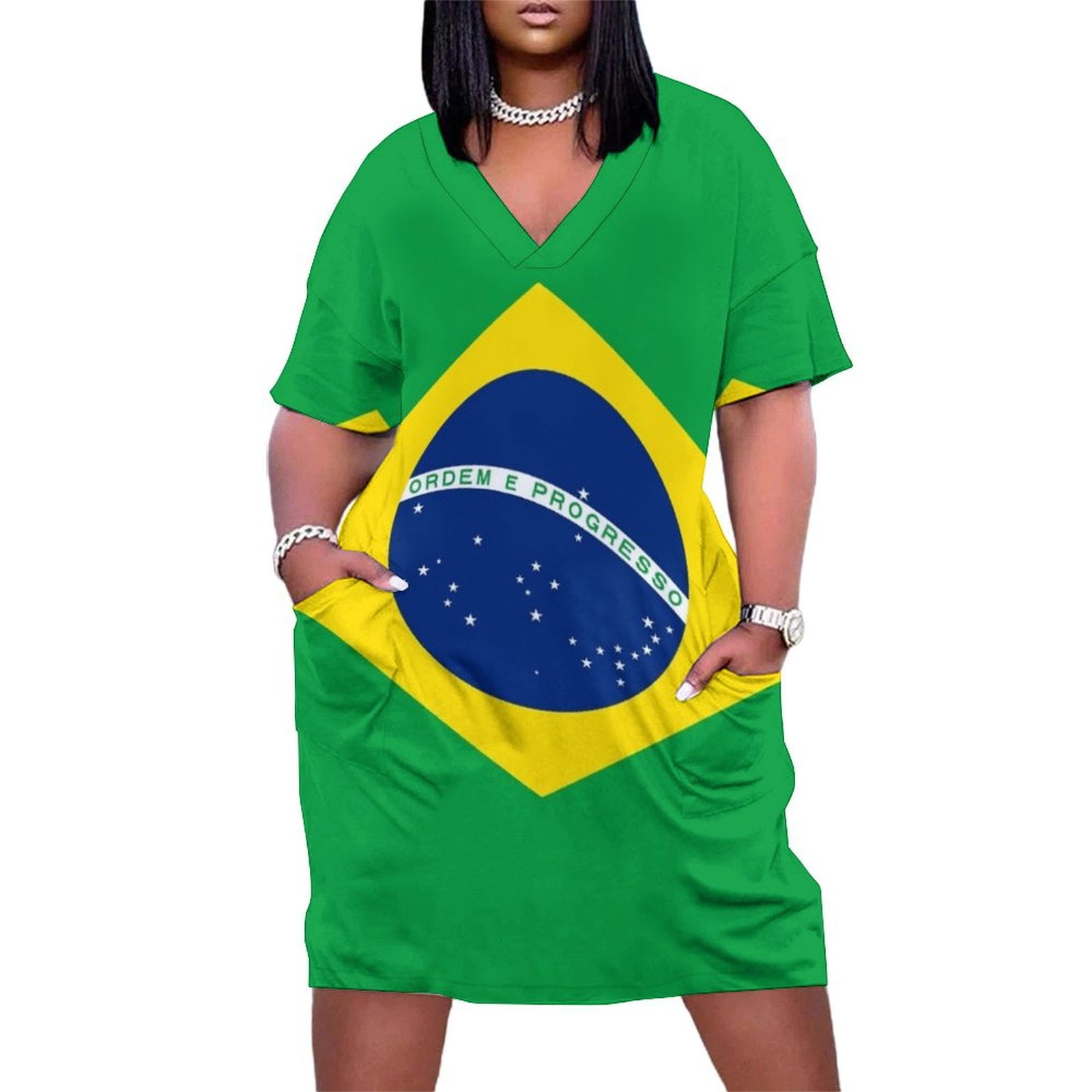 Flag of Brazil Loose Pocket Dress Cocktail of dresses Dresses gala ...