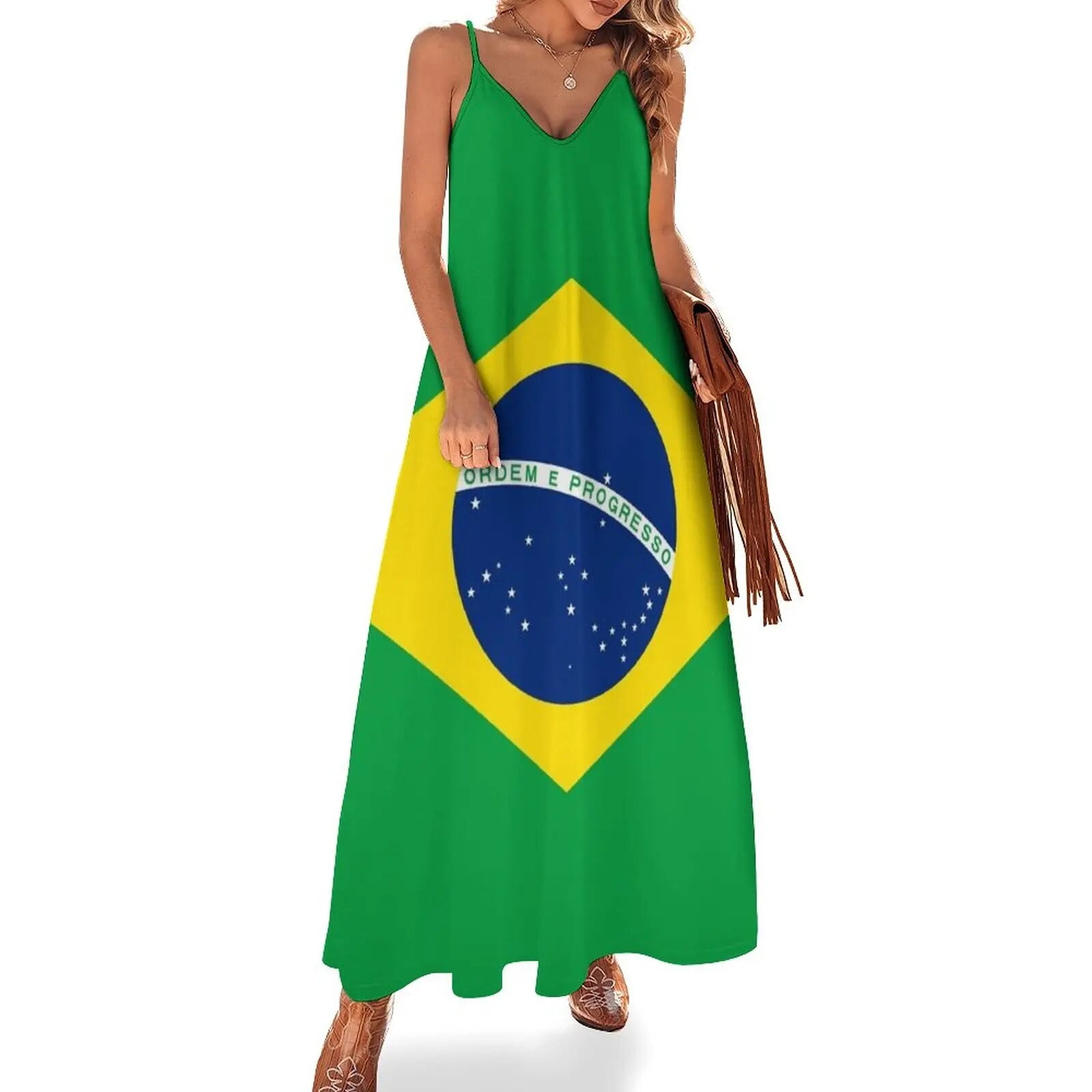 Flag of Brazil Sleeveless Dress evening dresses women Aesthetic ...