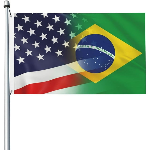 Flag of Brazil and USA Flag Double Sided Vivid Color and UV Fade ...