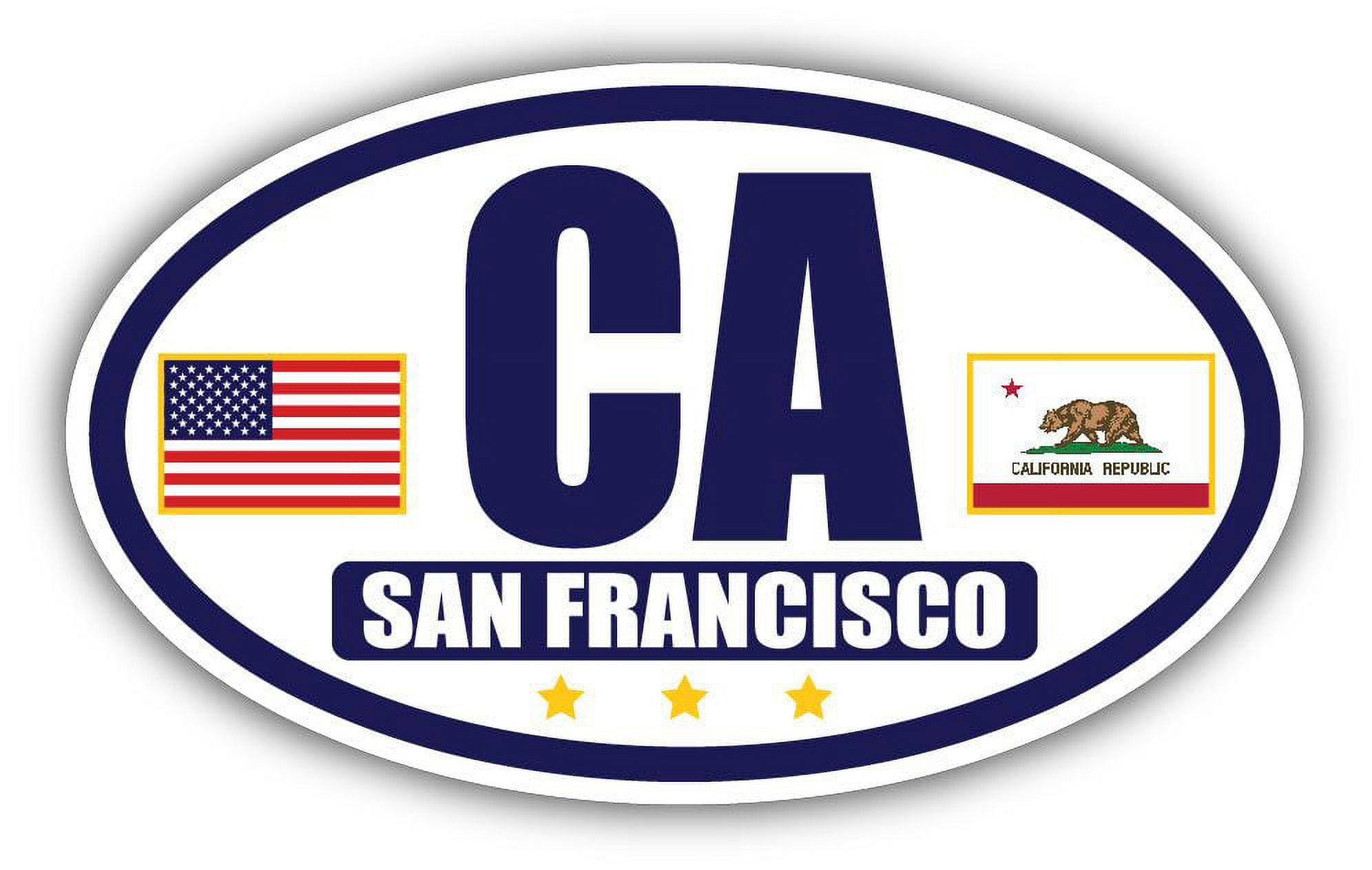 Flag of California / American Flag Oval 3M Vinyl Bumper Sticker Decal ...