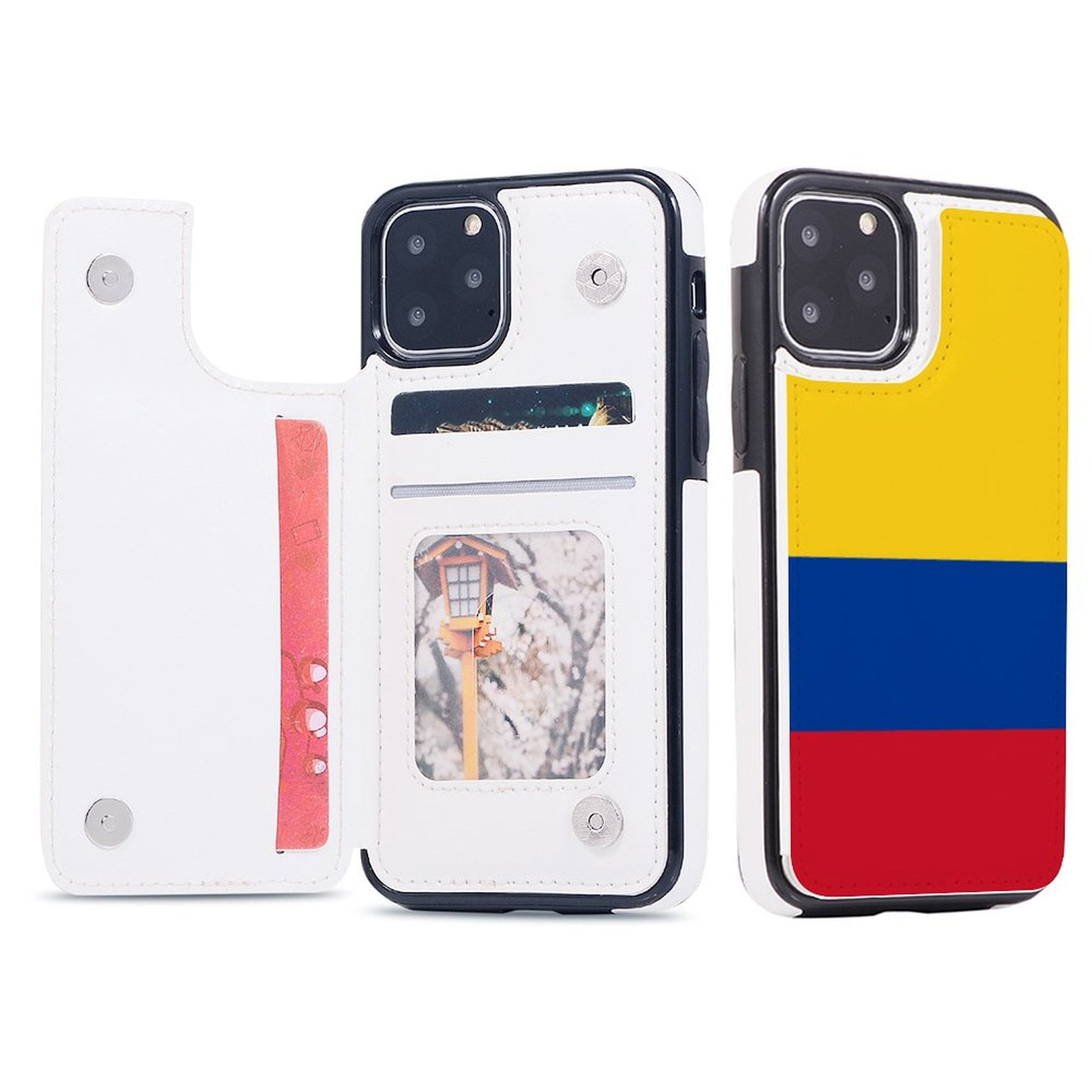 Flag of Colombia Leather Wallet Case for iPhone 16 15 14 13 12 11 Pro ...