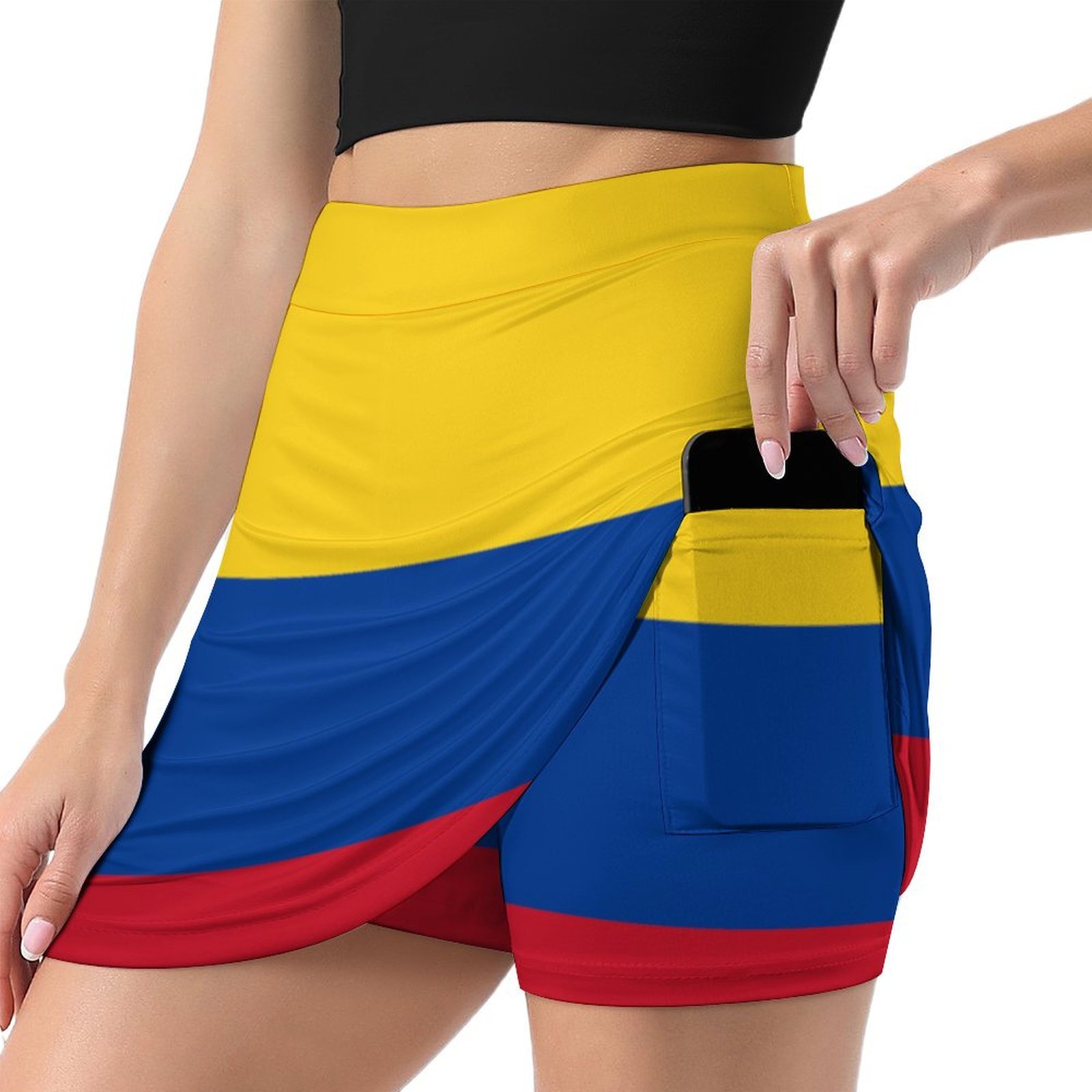 Flag of Colombia Women's Shorts Non-Slip Single Pocket A-line Trouser ...