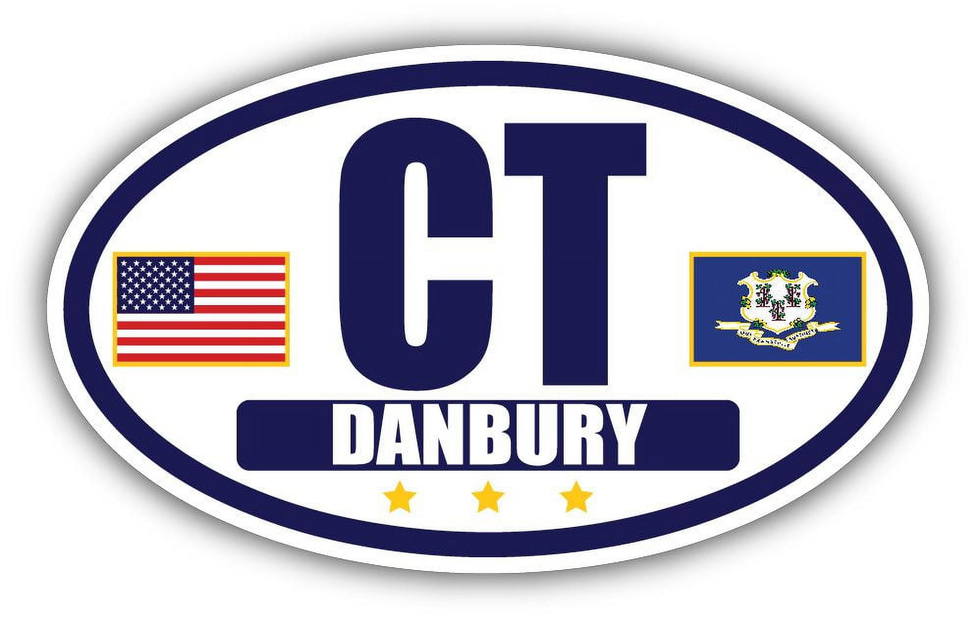 Flag of Connecticut / American Flag Oval 3M Vinyl Bumper Sticker Decal ...