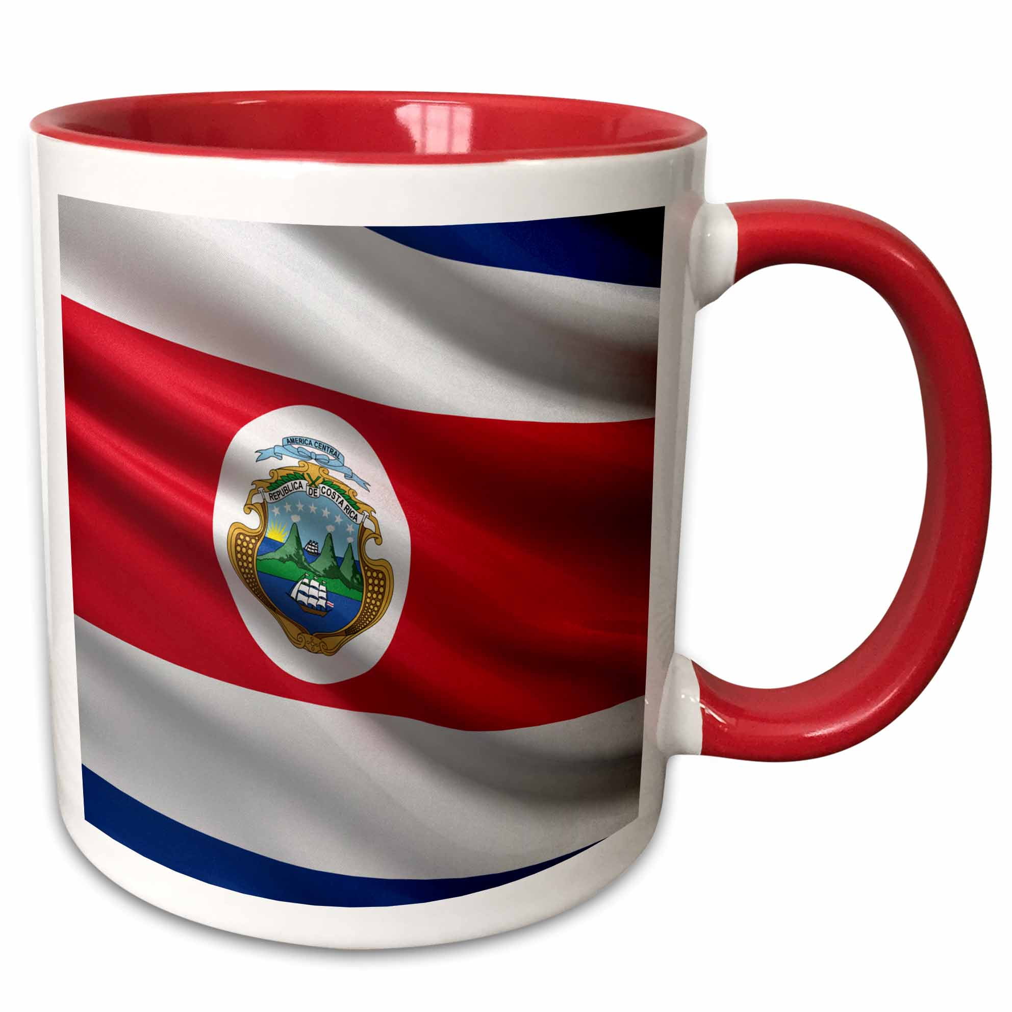 Flag of Costa Rica waving in the wind 11oz Two-Tone Red Mug mug-178745-5 - Walmart.com