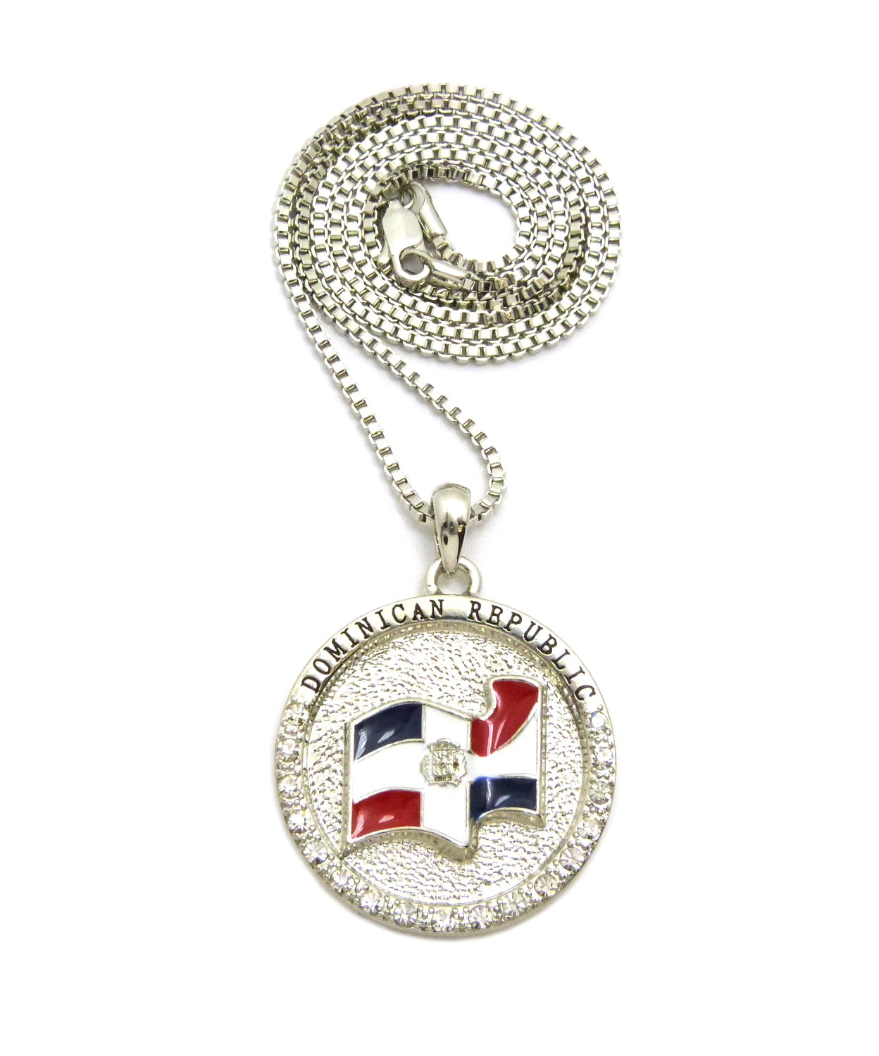 Flag of Cuba Pendant with 2mm Box Chain Necklace, Silver-Tone/20 ...