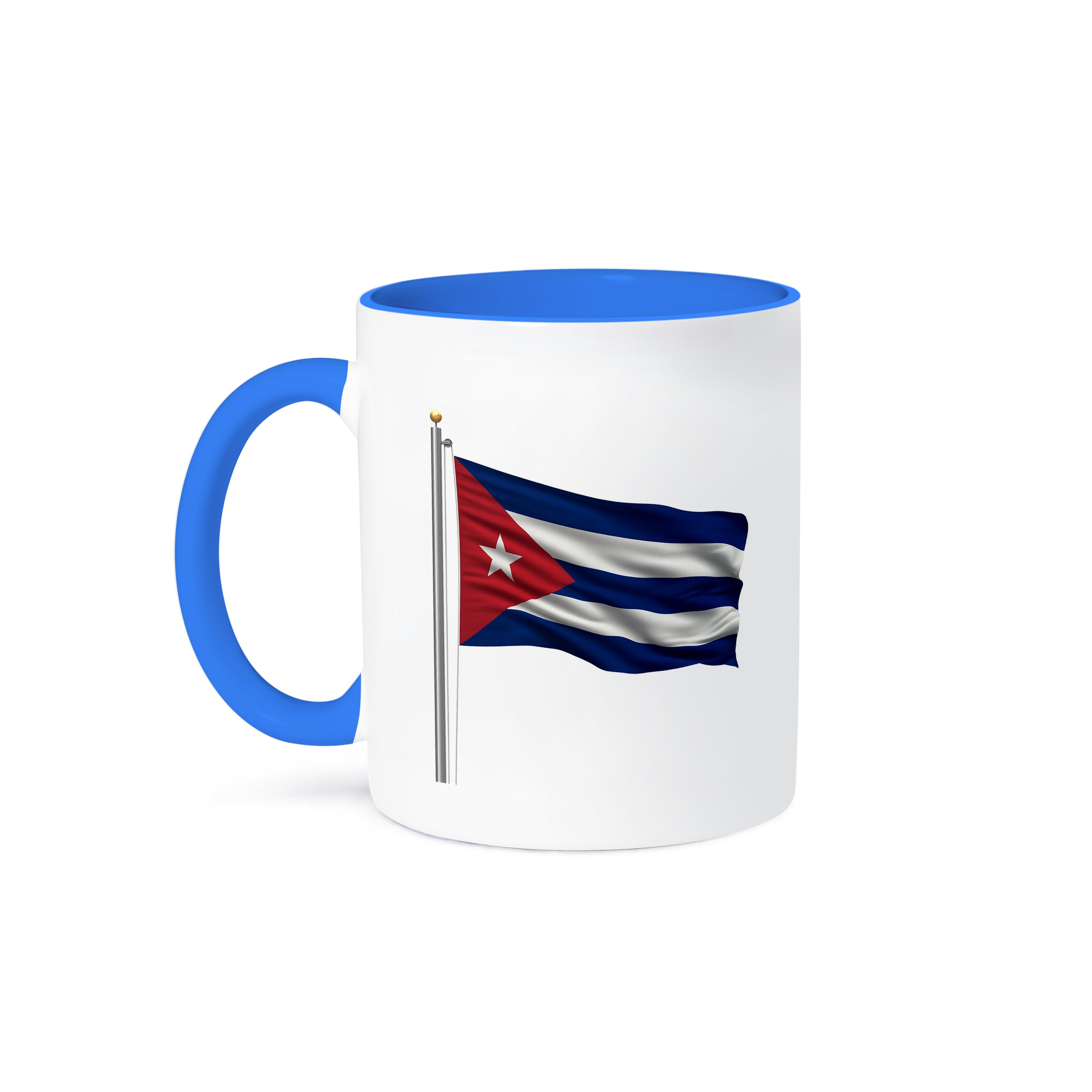 3dRose, Flag of Cuba on a flag pole over white Cuban, 15oz Two-Tone ...