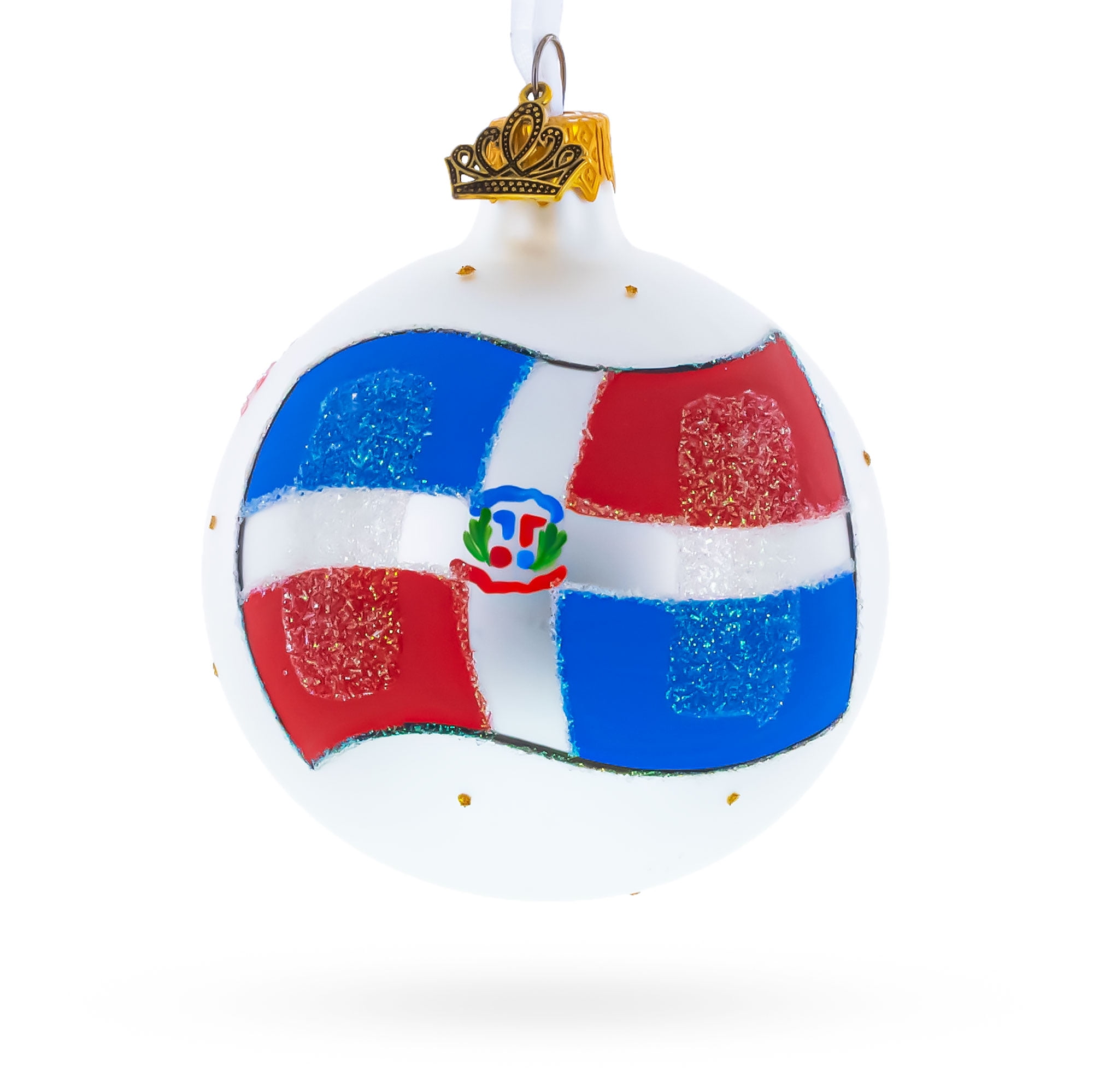 Flag of Dominican Republic Glass Ball Christmas Ornament 3.25 Inches ...