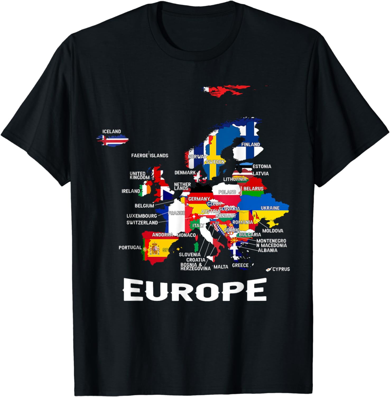 Flag of Europe, European Flags, map of Europe, European Maps T-Shirt ...