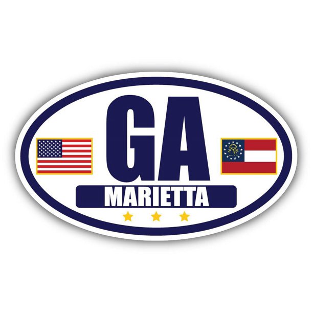 Flag of Georgia / American Flag Oval 3M Vinyl Bumper Sticker Decal ...