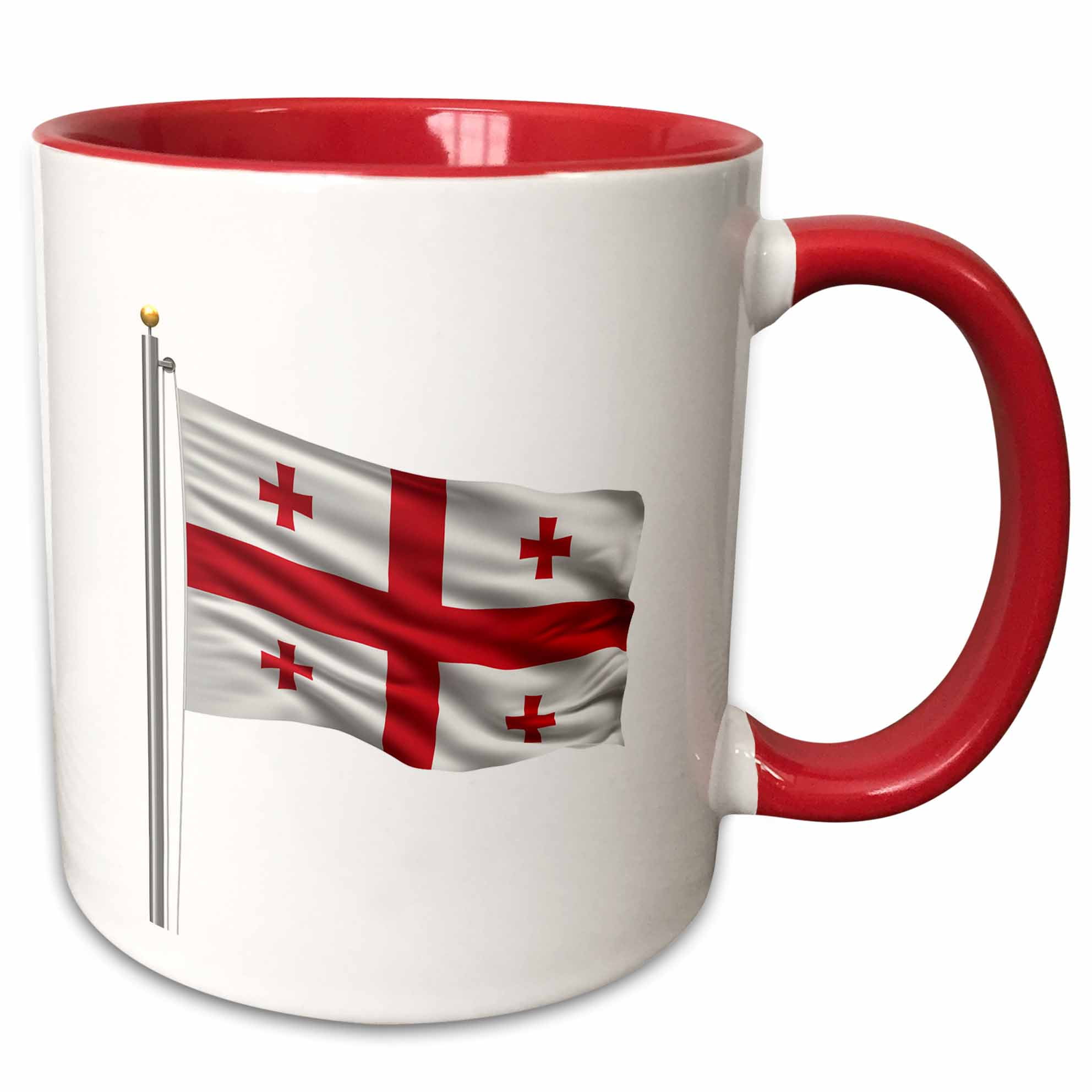 Flag of Georgia on a flag pole over white Georgian 11oz Two-Tone Red ...