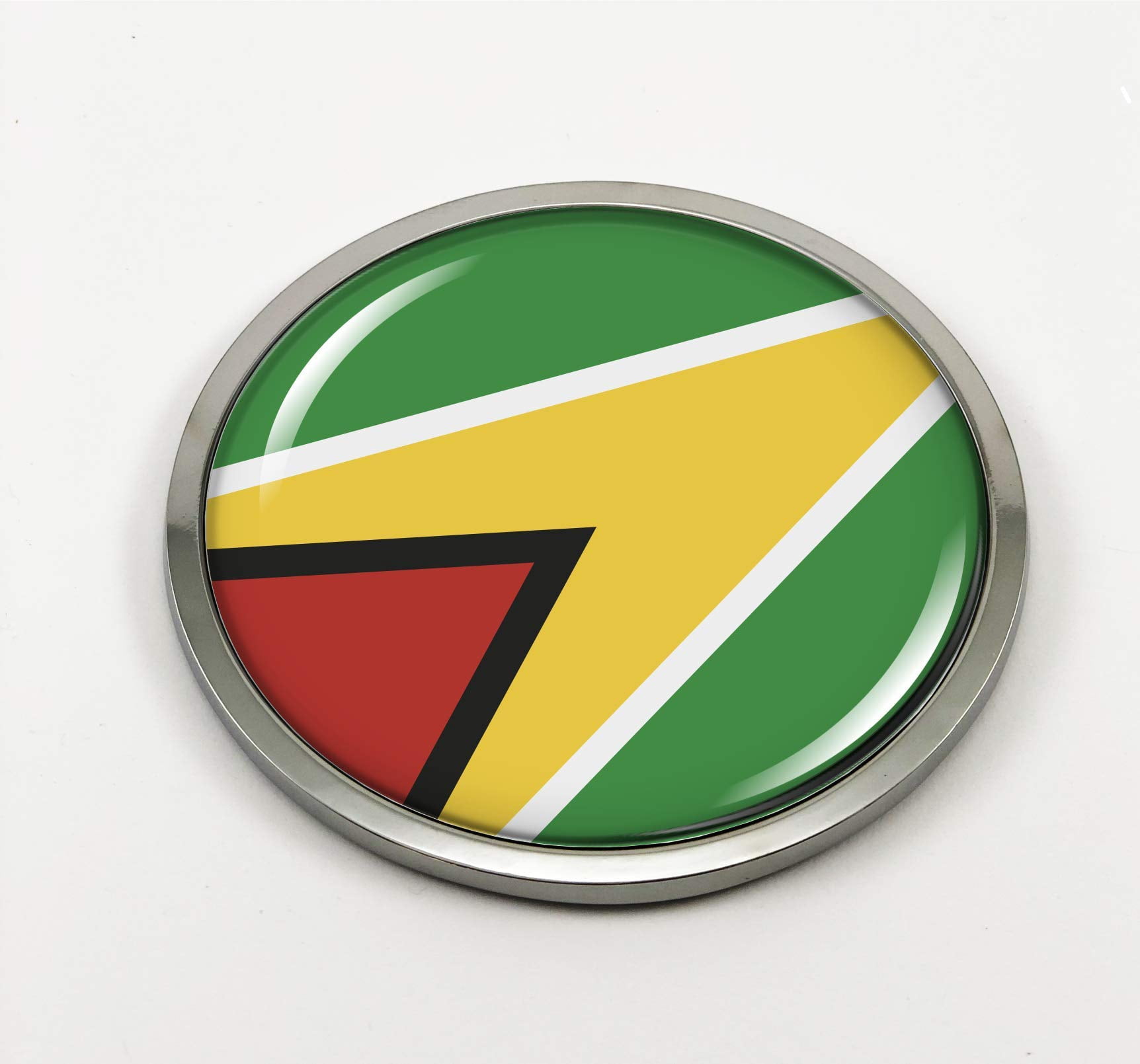 Flag of Guyana | 3D Domed CAR Emblem Badge Sticker Chrome Plastic Round ...