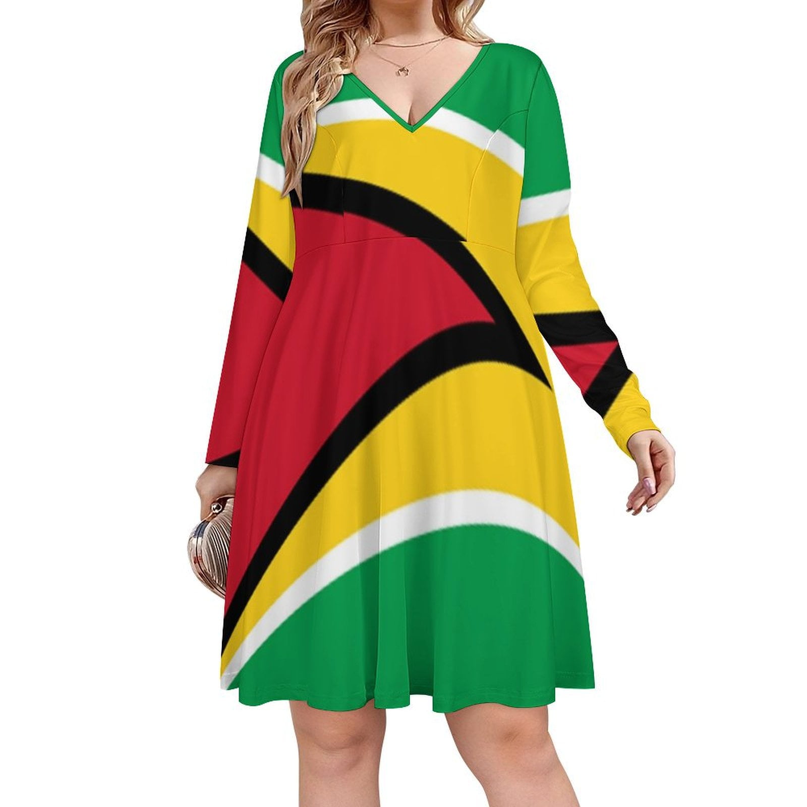 Flag of Guyana.National Flag of Guyana Long Sleeve Dresses For Women ...
