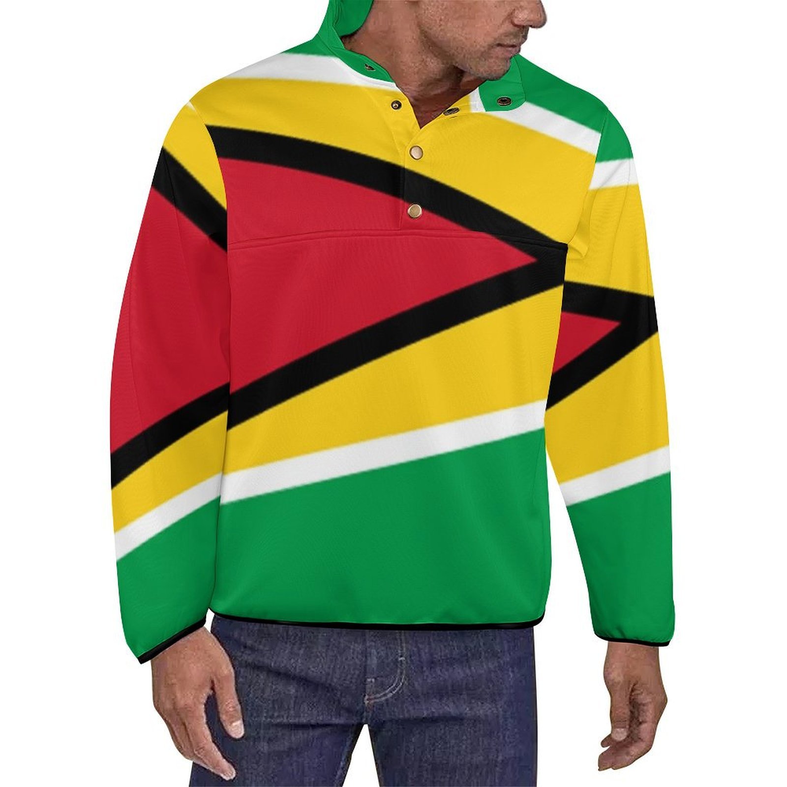 Flag of Guyana.National Flag of Guyana Men's Stand Collar Sweater Long ...