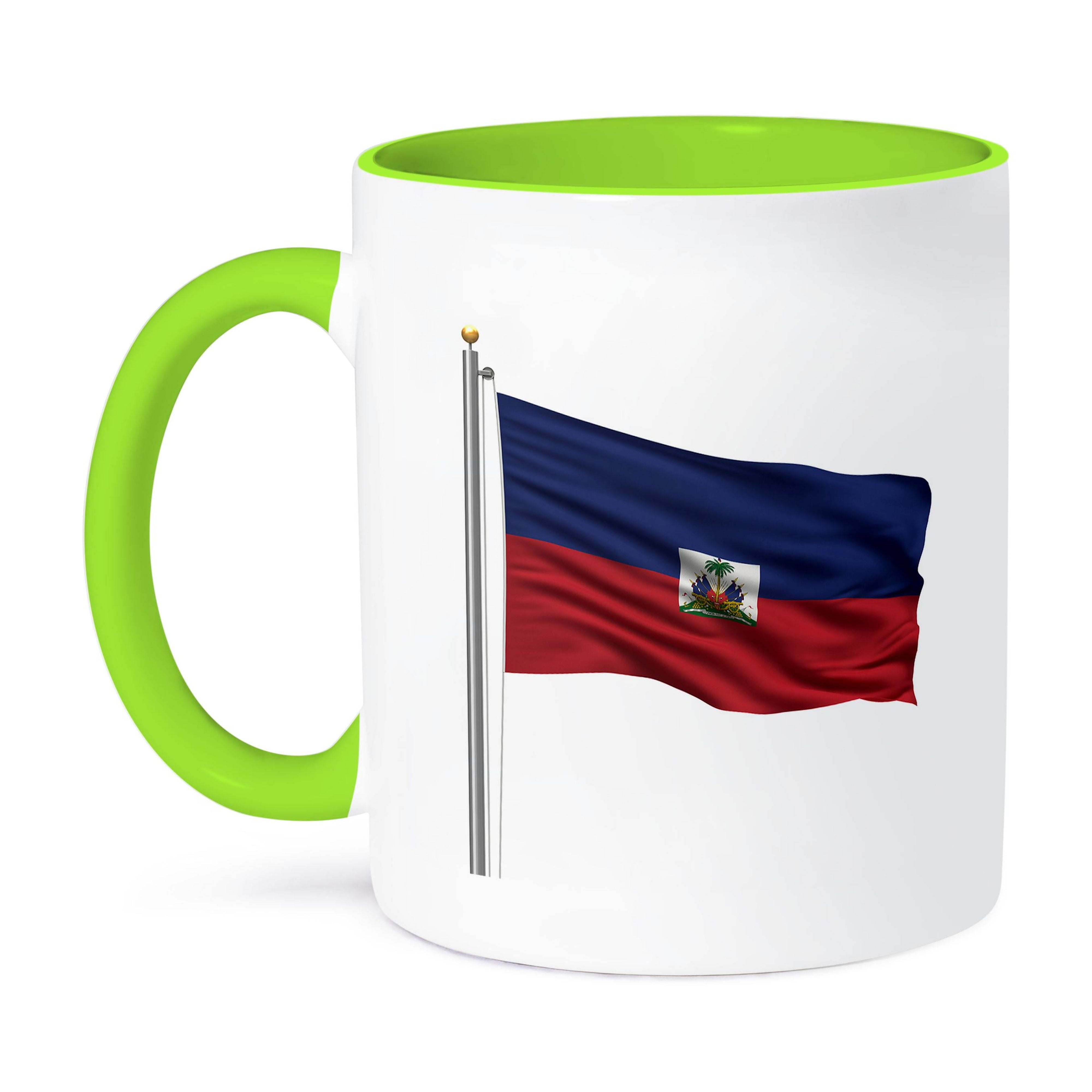 3dRose, Flag of Haiti on a flag pole over white Haitian, 15oz Two-Tone ...