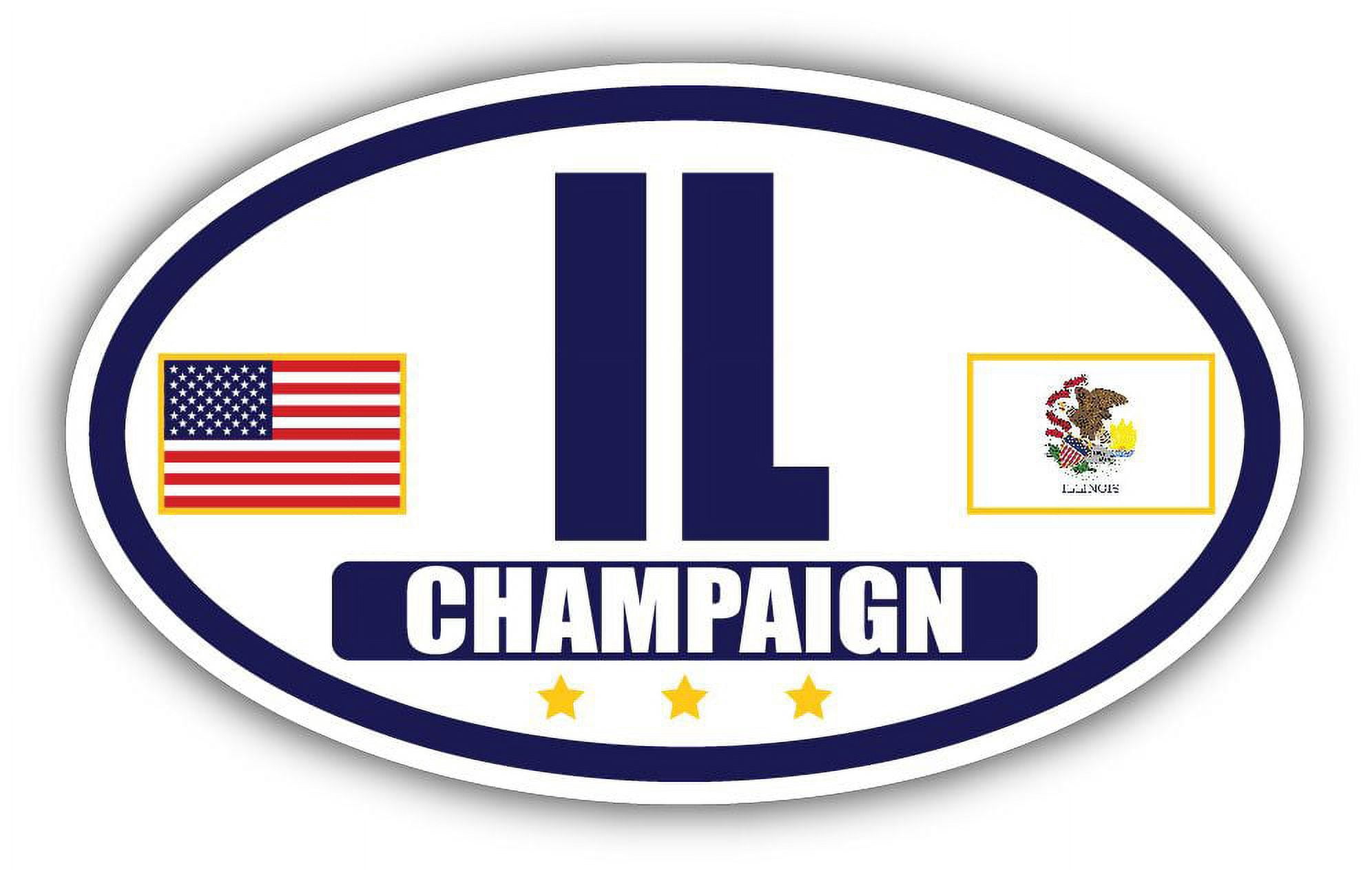 Flag of Illinois / American Flag Oval 3M Vinyl Bumper Sticker Decal ...