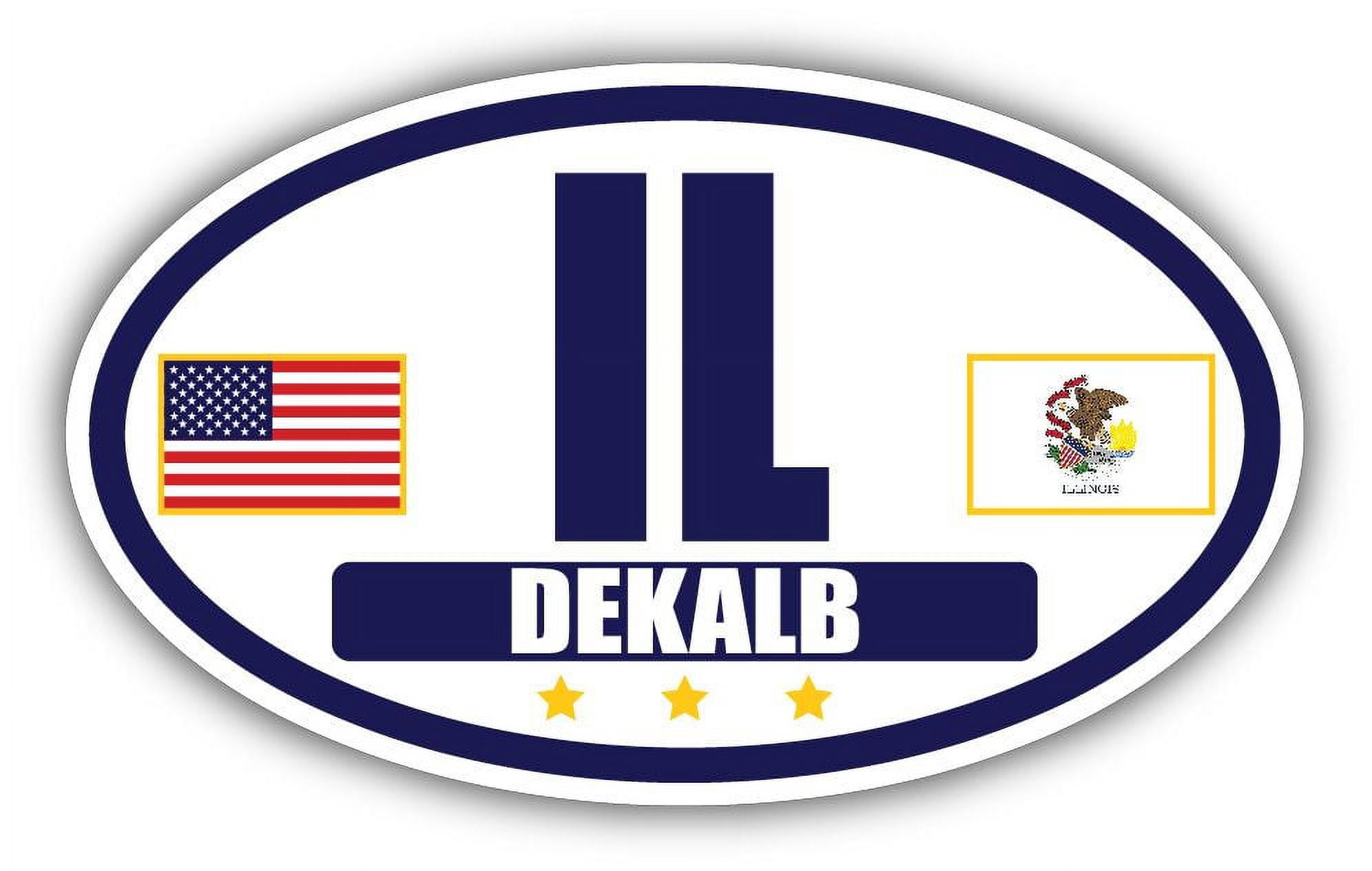 Flag of Illinois / American Flag Oval 3M Vinyl Bumper Sticker Decal ...