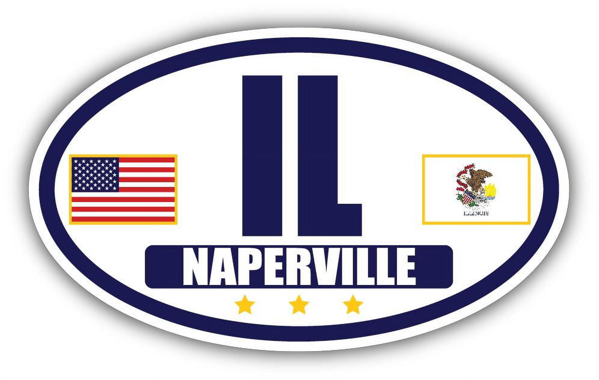 Flag of Illinois / American Flag Oval 3M Vinyl Bumper Sticker Decal ...