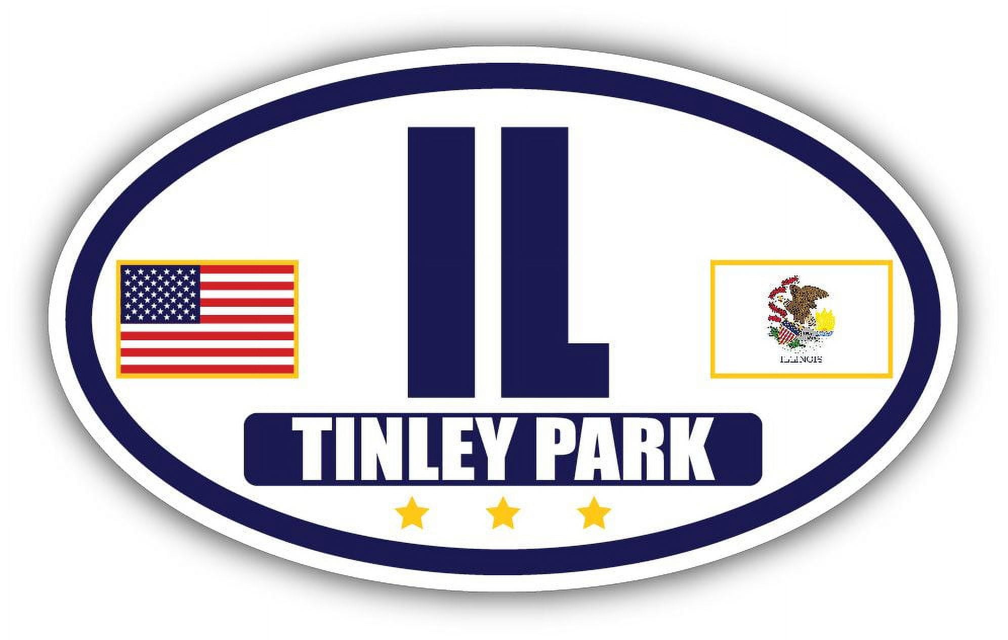 Flag of Illinois / American Flag Oval 3M Vinyl Bumper Sticker Decal ...