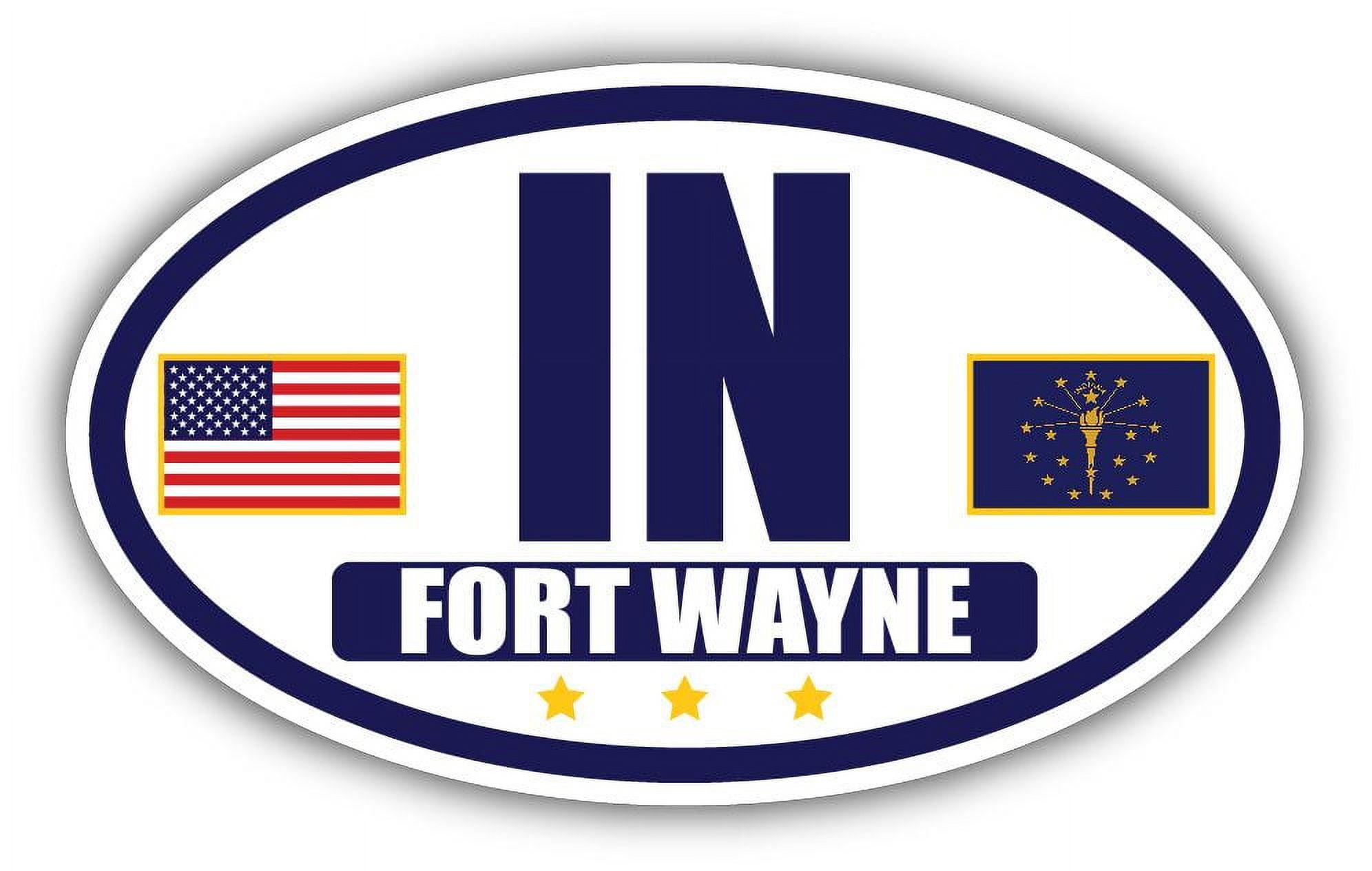 Flag of Indiana / American Flag Oval 3M Vinyl Bumper Sticker Decal ...