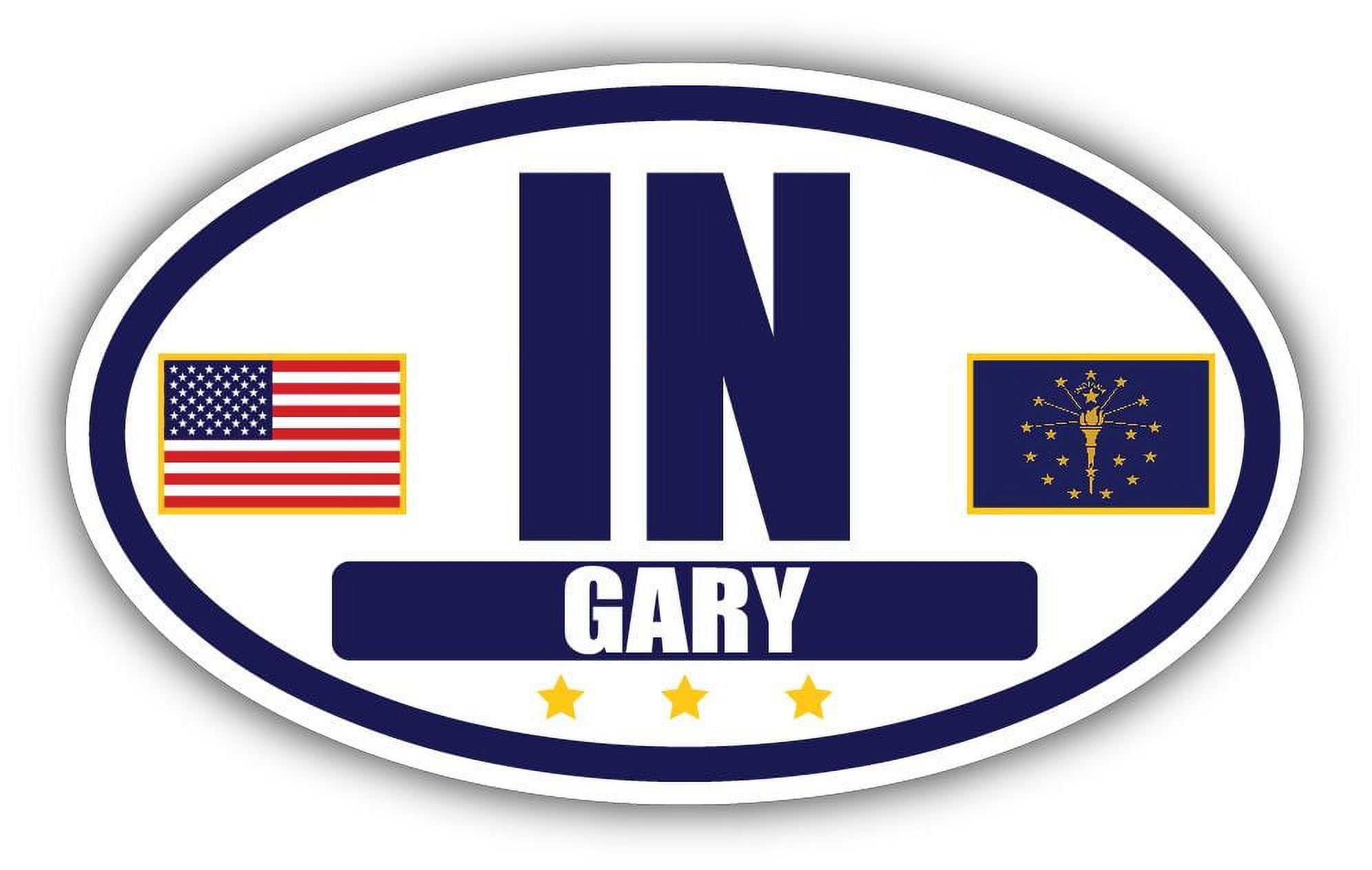 Flag of Indiana / American Flag Oval 3M Vinyl Bumper Sticker Decal ...