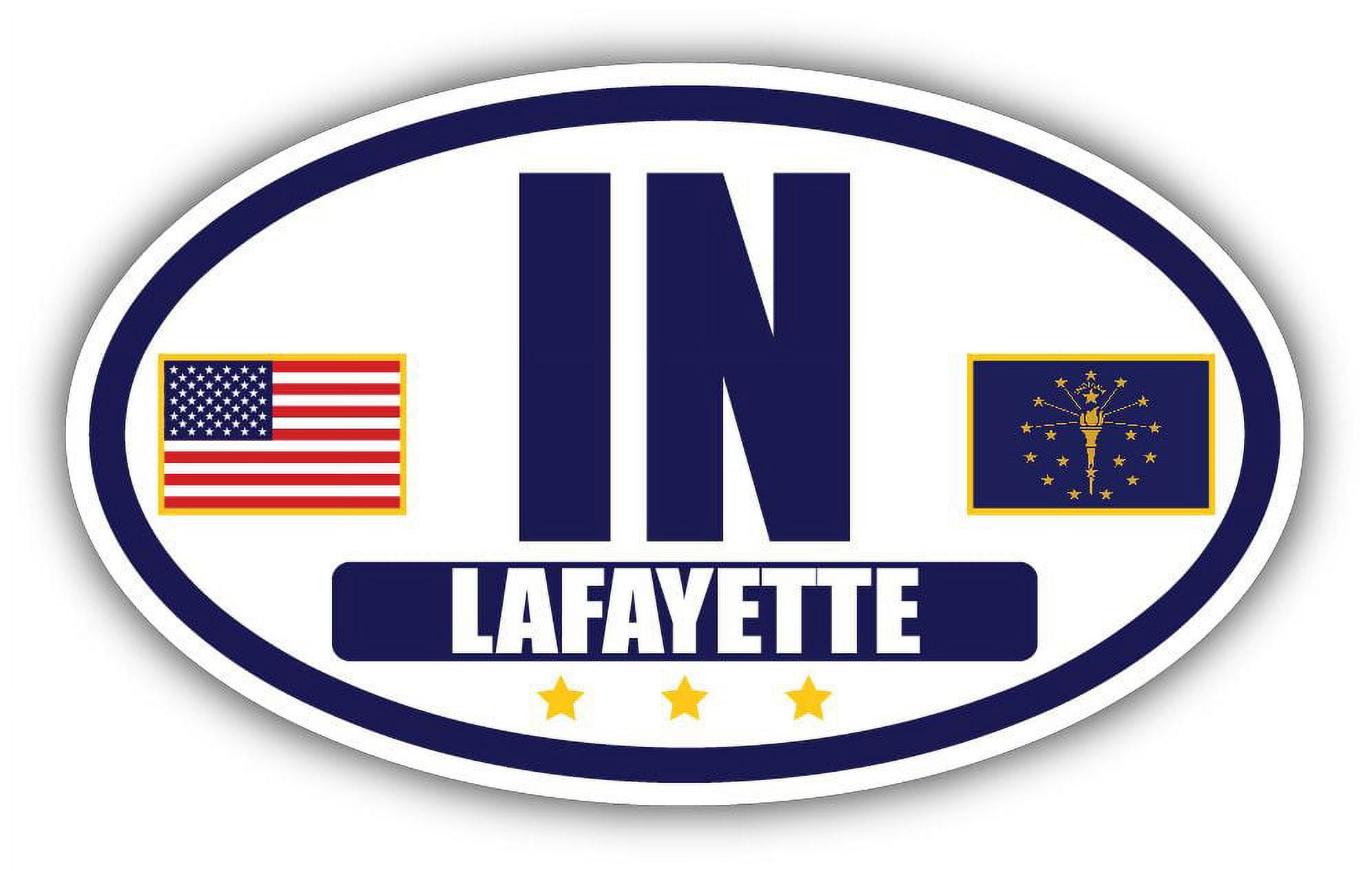 Flag of Indiana / American Flag Oval 3M Vinyl Bumper Sticker Decal ...