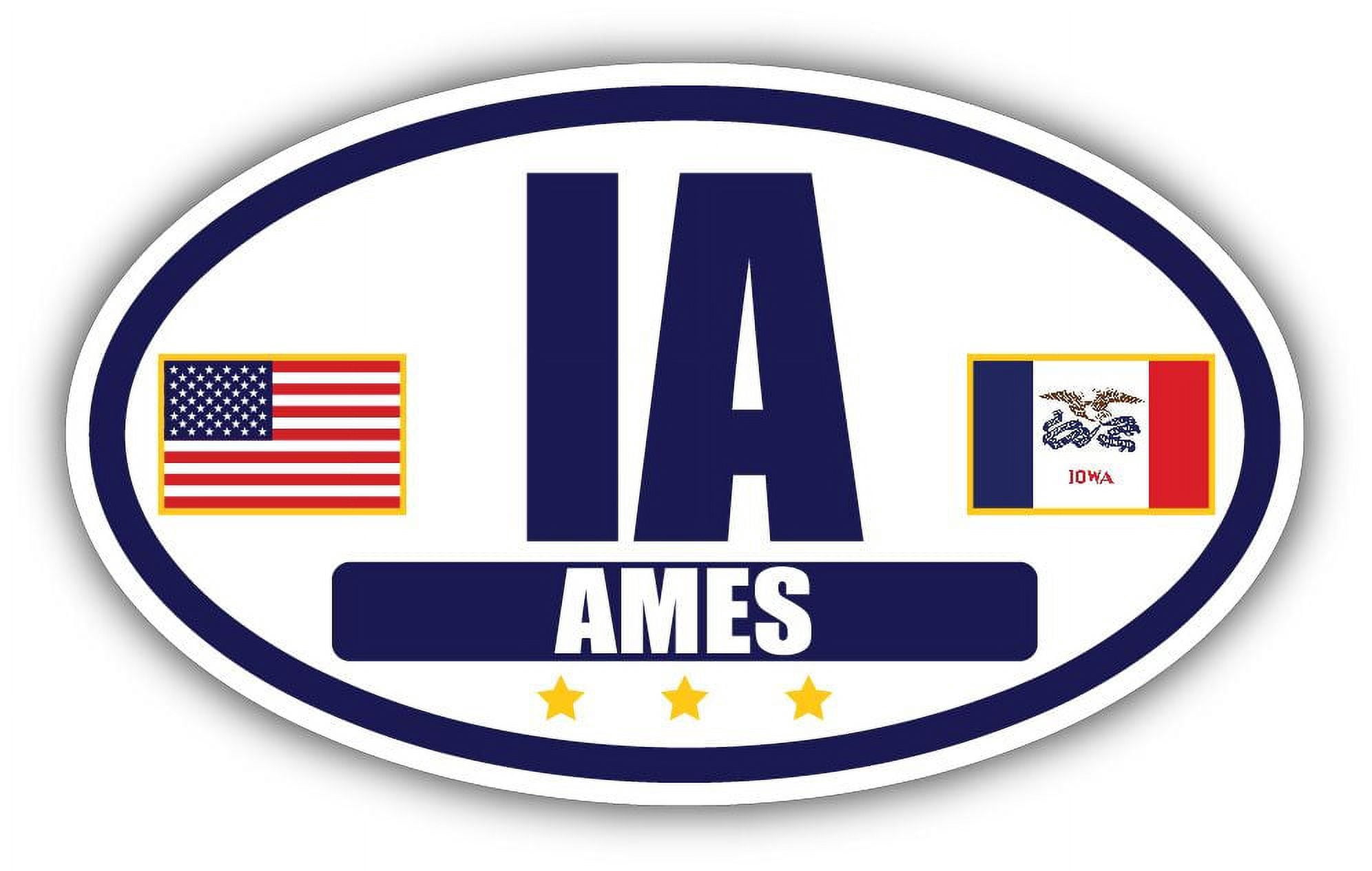 Flag of Iowa / American Flag Oval 3M Vinyl Bumper Sticker Decal | Navy ...