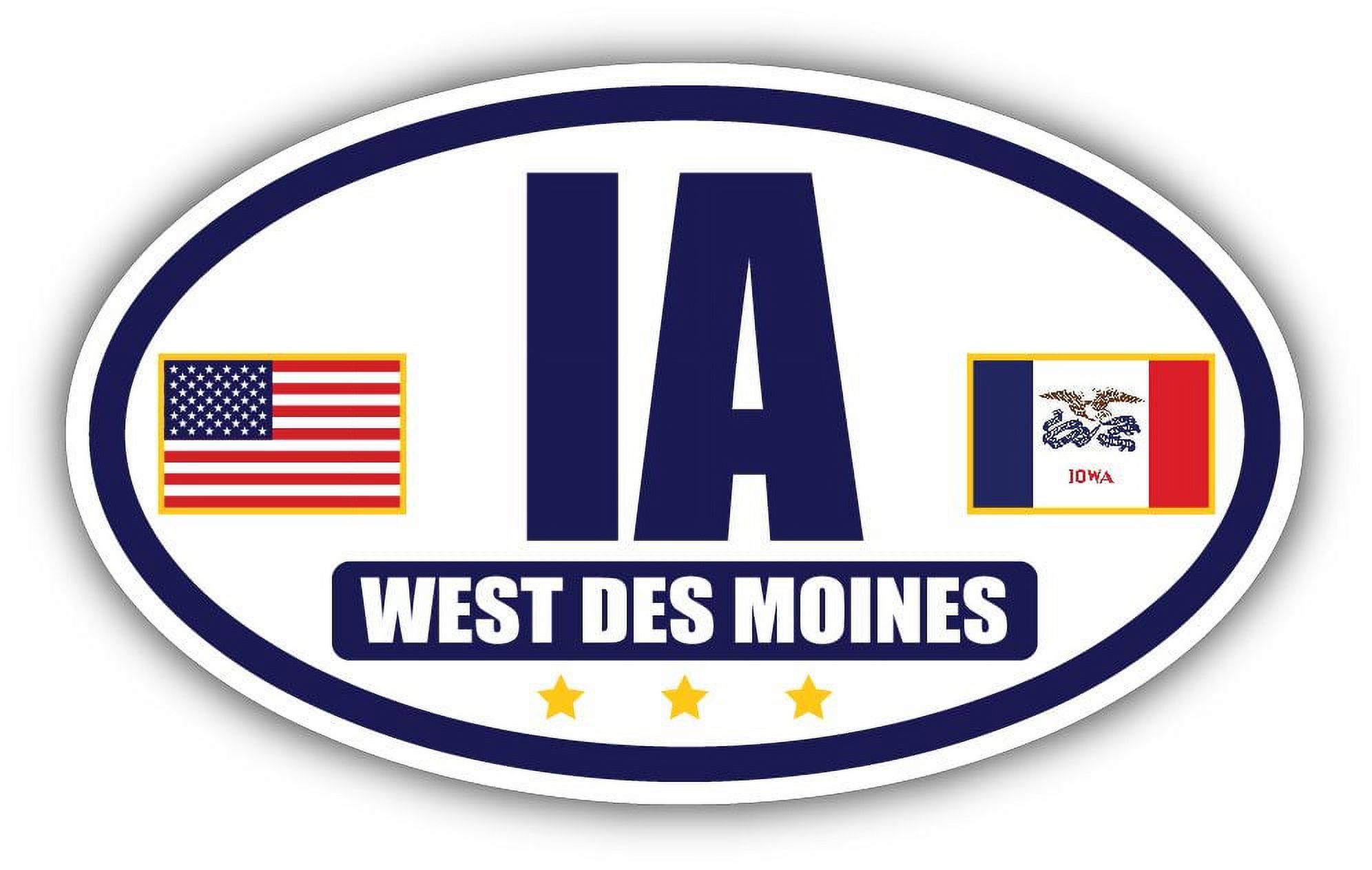 Flag of Iowa / American Flag Oval 3M Vinyl Bumper Sticker Decal | Navy ...