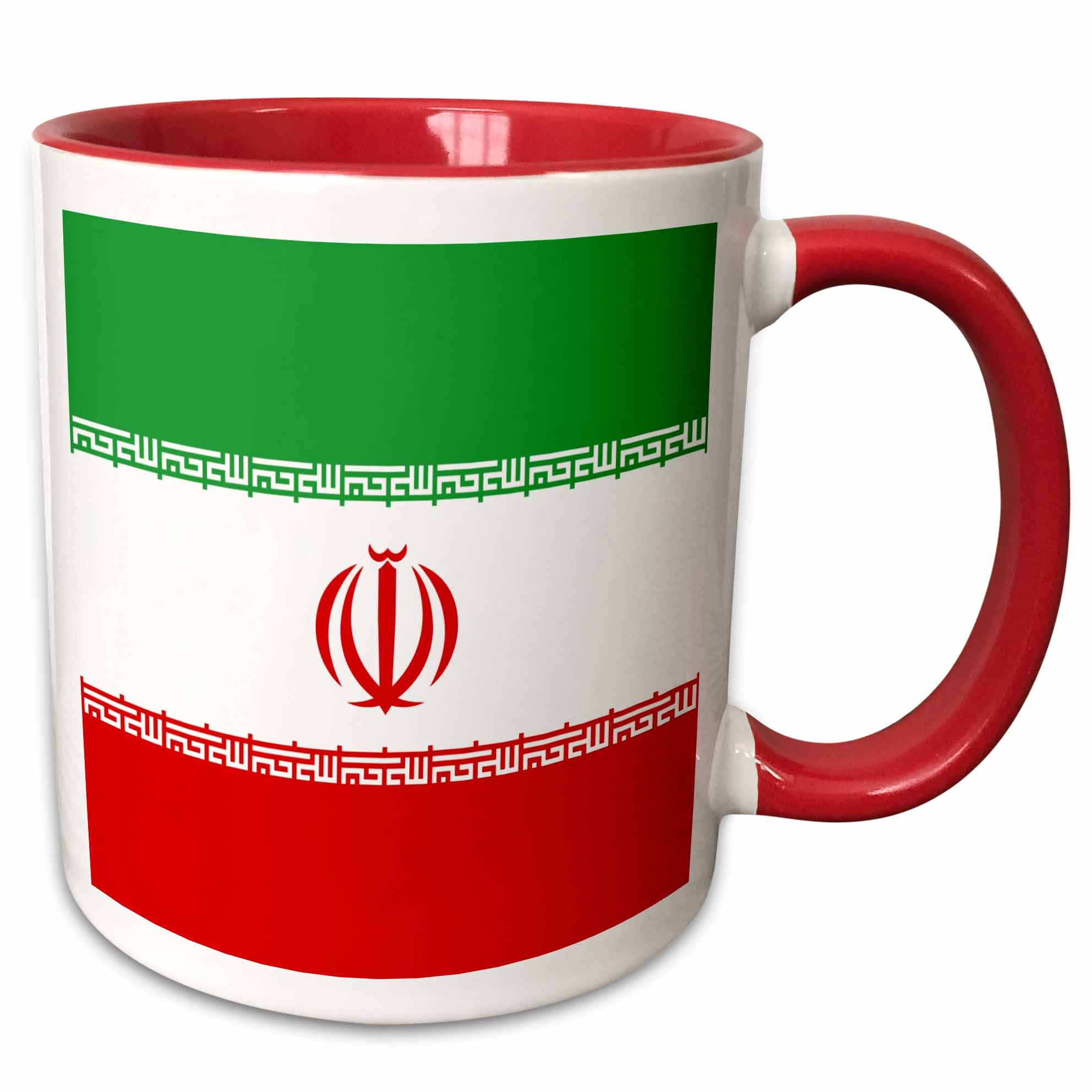 Flag of Iran - Iranian green white red stripes with Islamic Allah ...