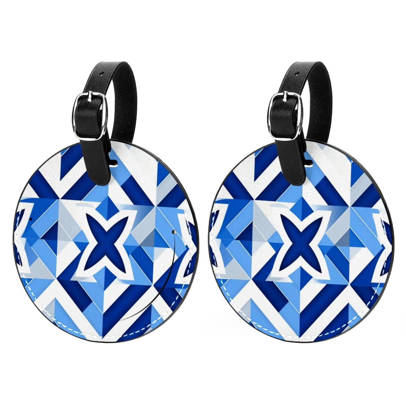 Flag of Israel 2Pcs PU Leather Round Luggage Tags with Privacy Cover ...