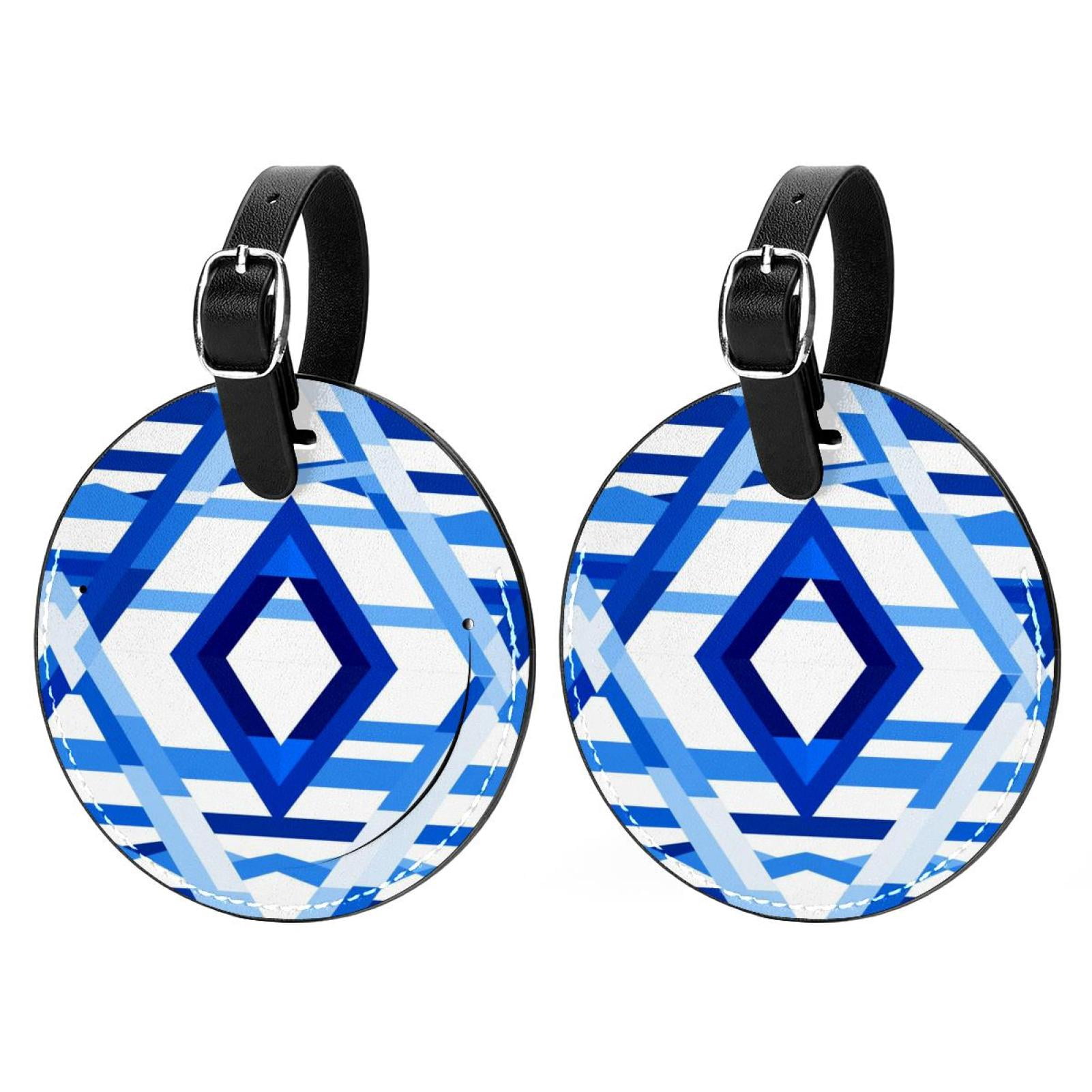 Flag of Israel 2Pcs PU Leather Round Luggage Tags with Privacy Cover ...