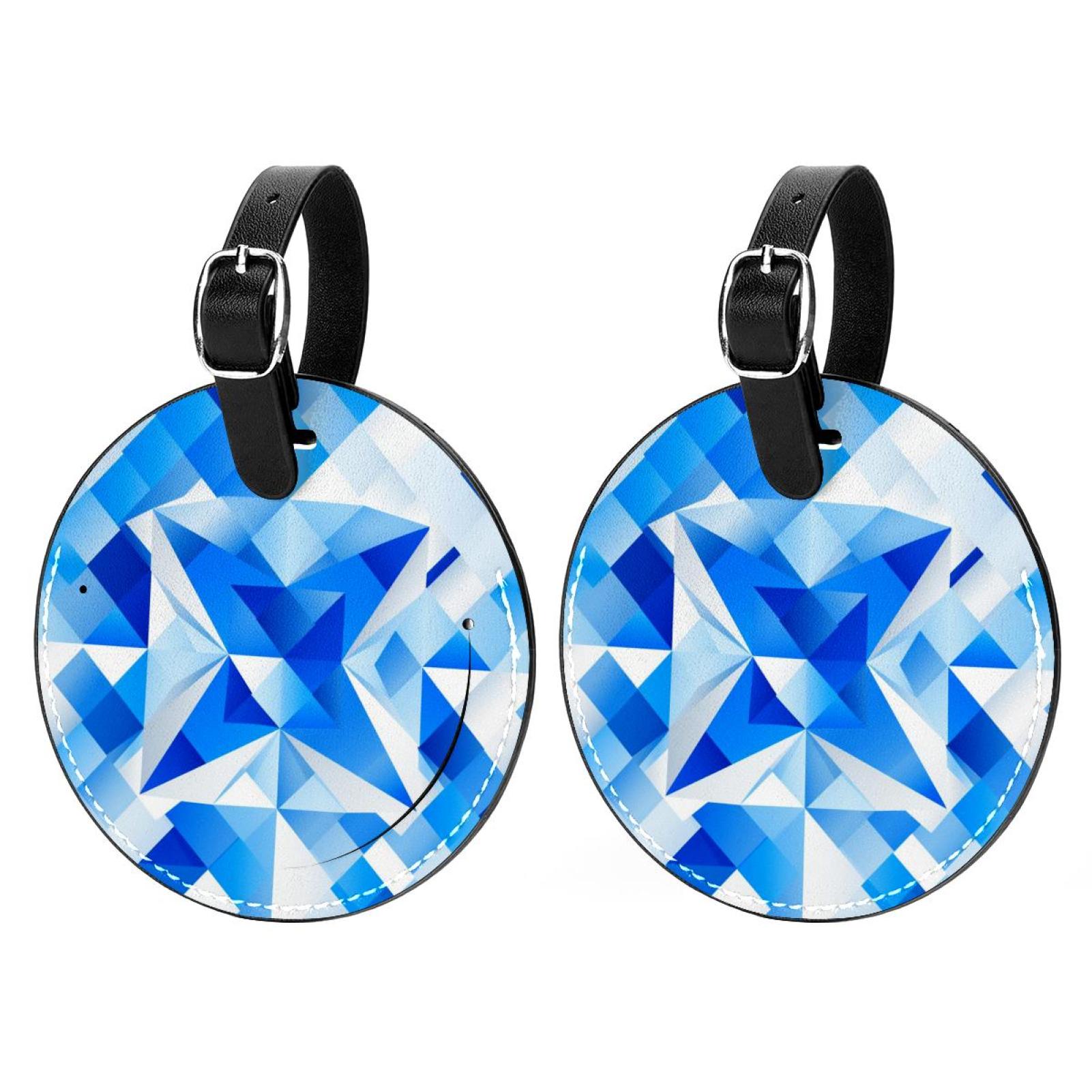 Flag of Israel 2Pcs PU Leather Round Luggage Tags with Privacy Cover ...