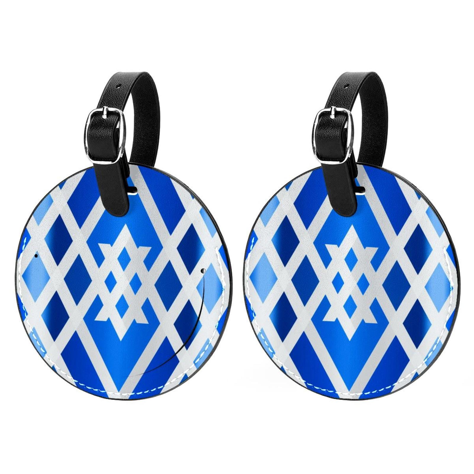 Flag of Israel 2Pcs PU Leather Round Luggage Tags with Privacy Cover ...