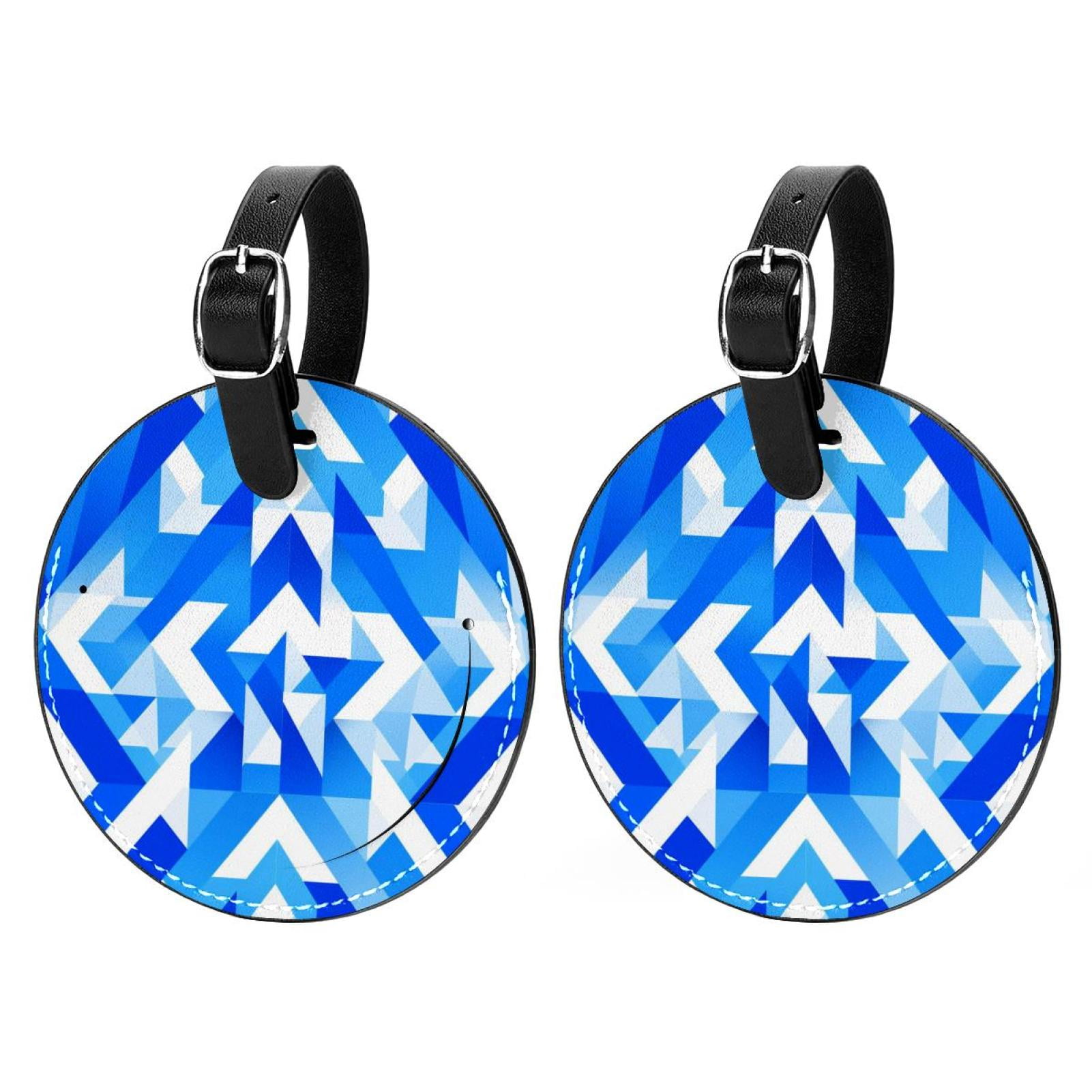 Flag of Israel 2Pcs PU Leather Round Luggage Tags with Privacy Cover ...