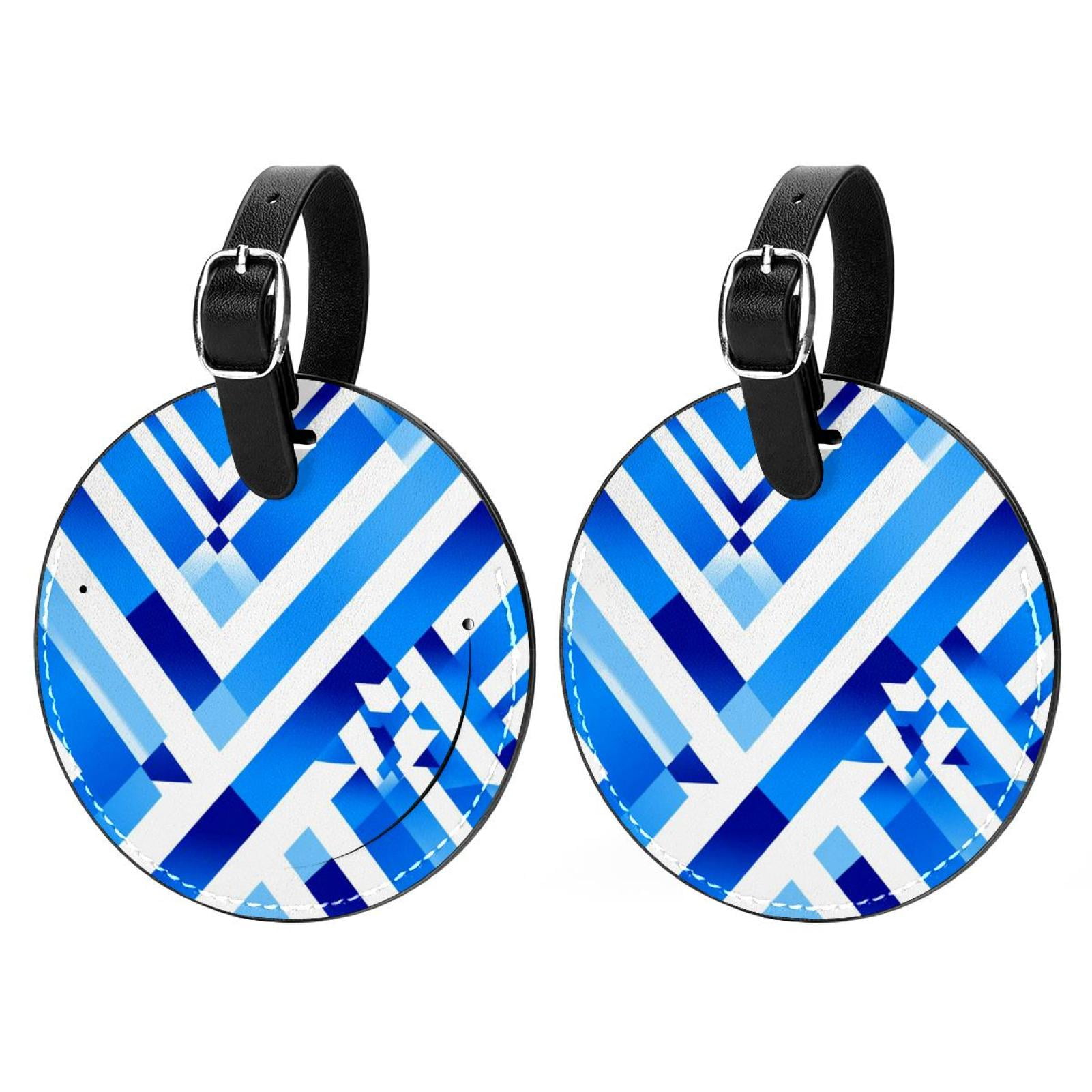 Flag of Israel 2Pcs PU Leather Round Luggage Tags with Privacy Cover ...
