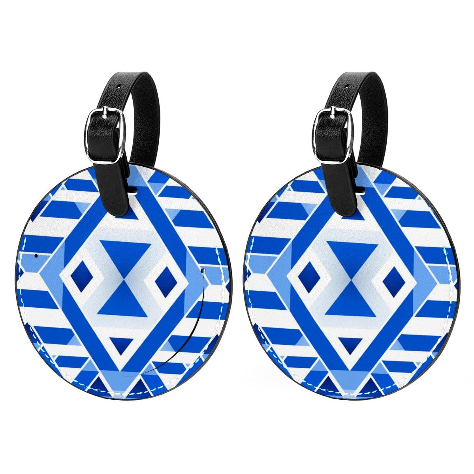 Flag of Israel 2Pcs PU Leather Round Luggage Tags with Privacy Cover ...