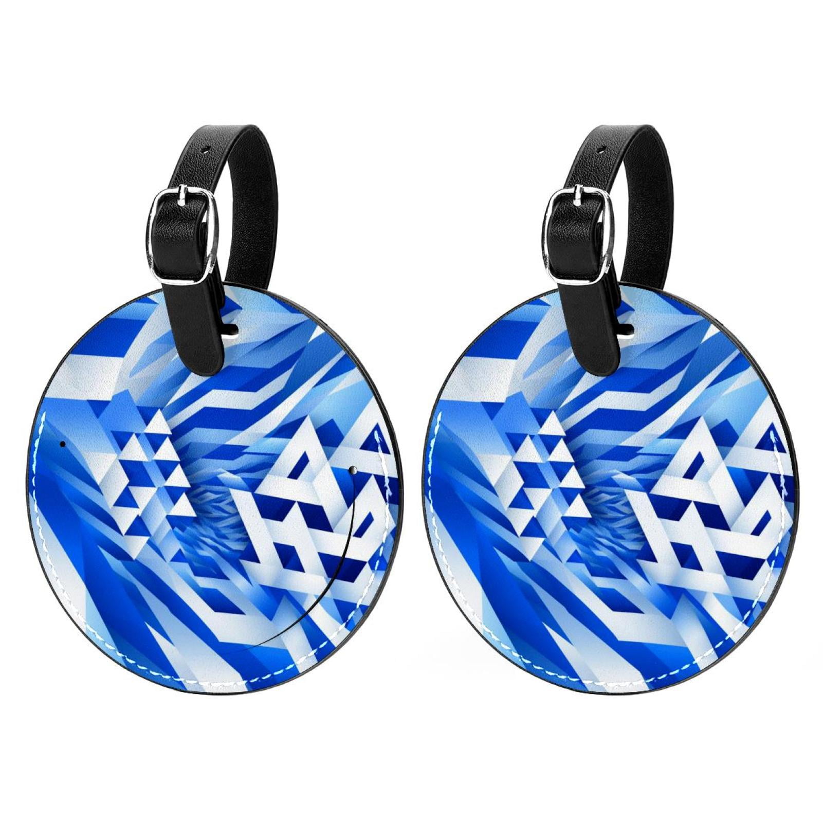 Flag of Israel 2Pcs PU Leather Round Luggage Tags with Privacy Cover ...
