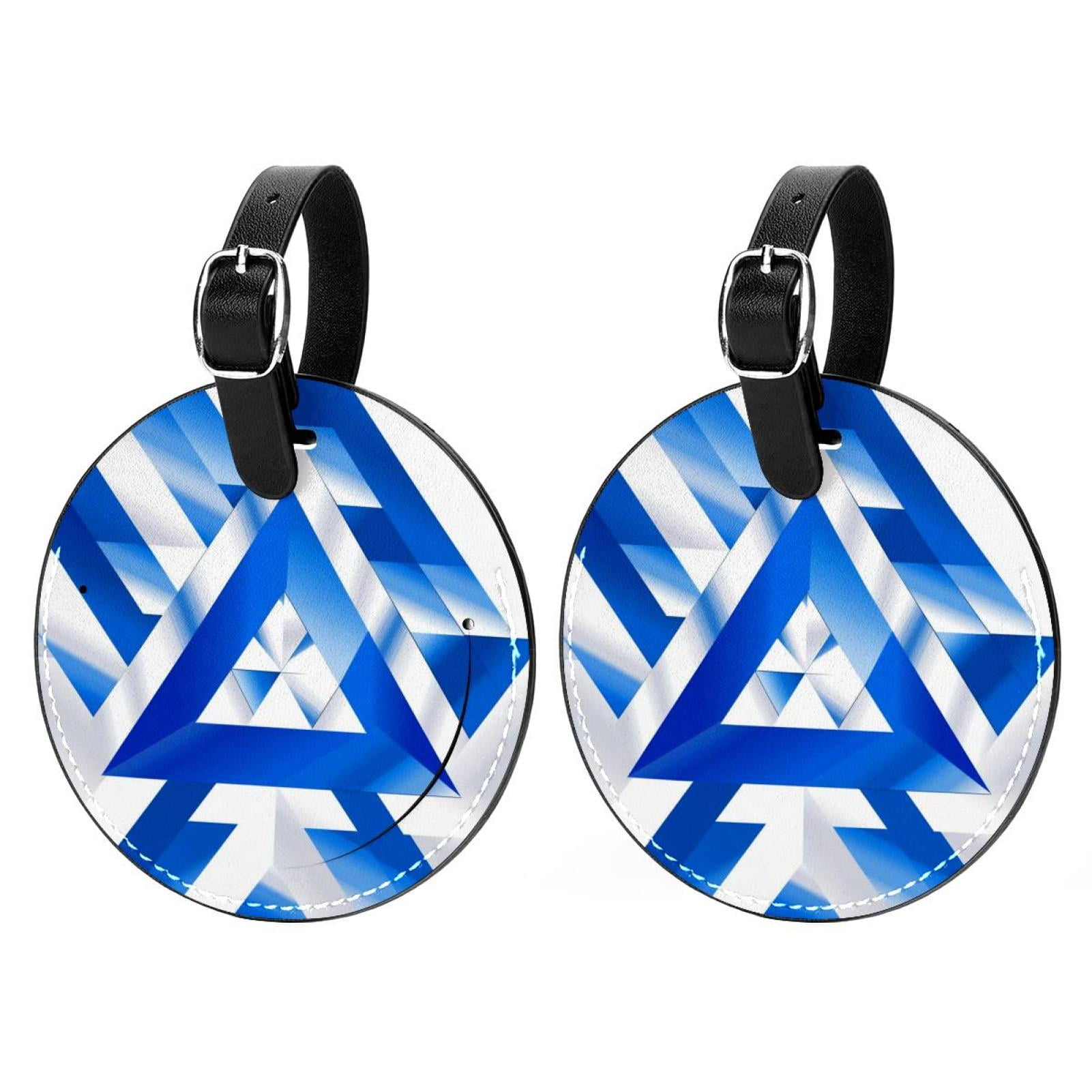 Flag of Israel 2pcs PU Leather Round Bag Tags with Privacy Cover and ...