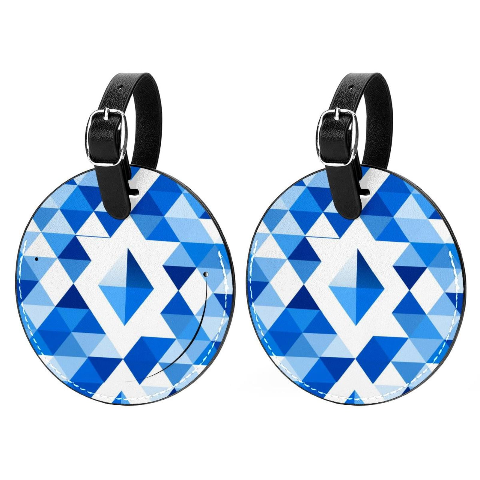 Flag of Israel 2pcs PU Leather Round Bag Tags with Privacy Cover and ...
