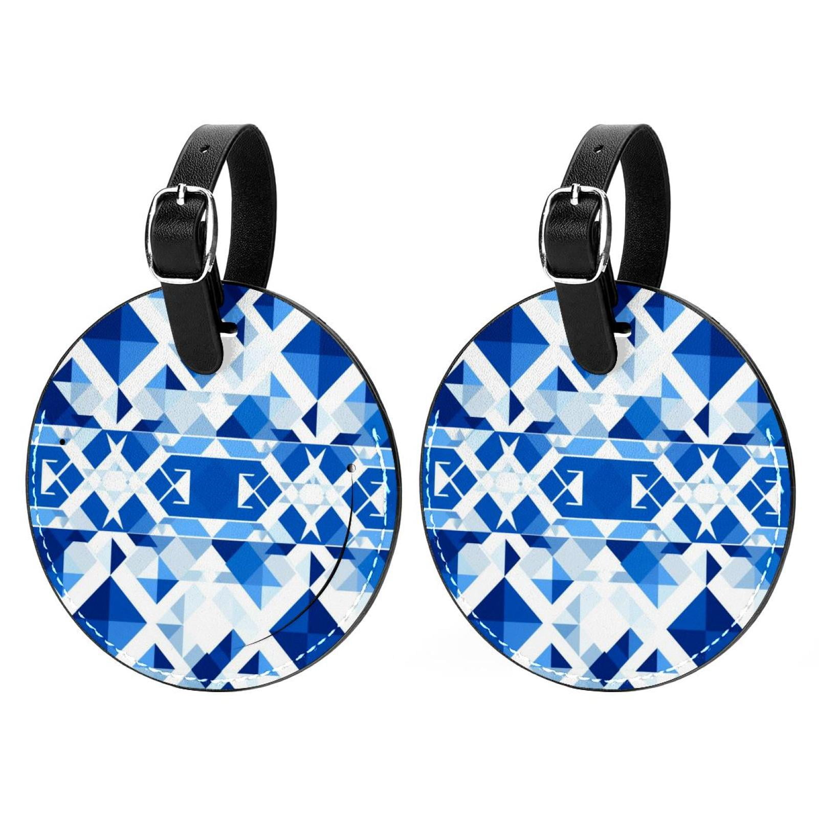 Flag of Israel 2pcs PU Leather Round Bag Tags with Privacy Cover and ...