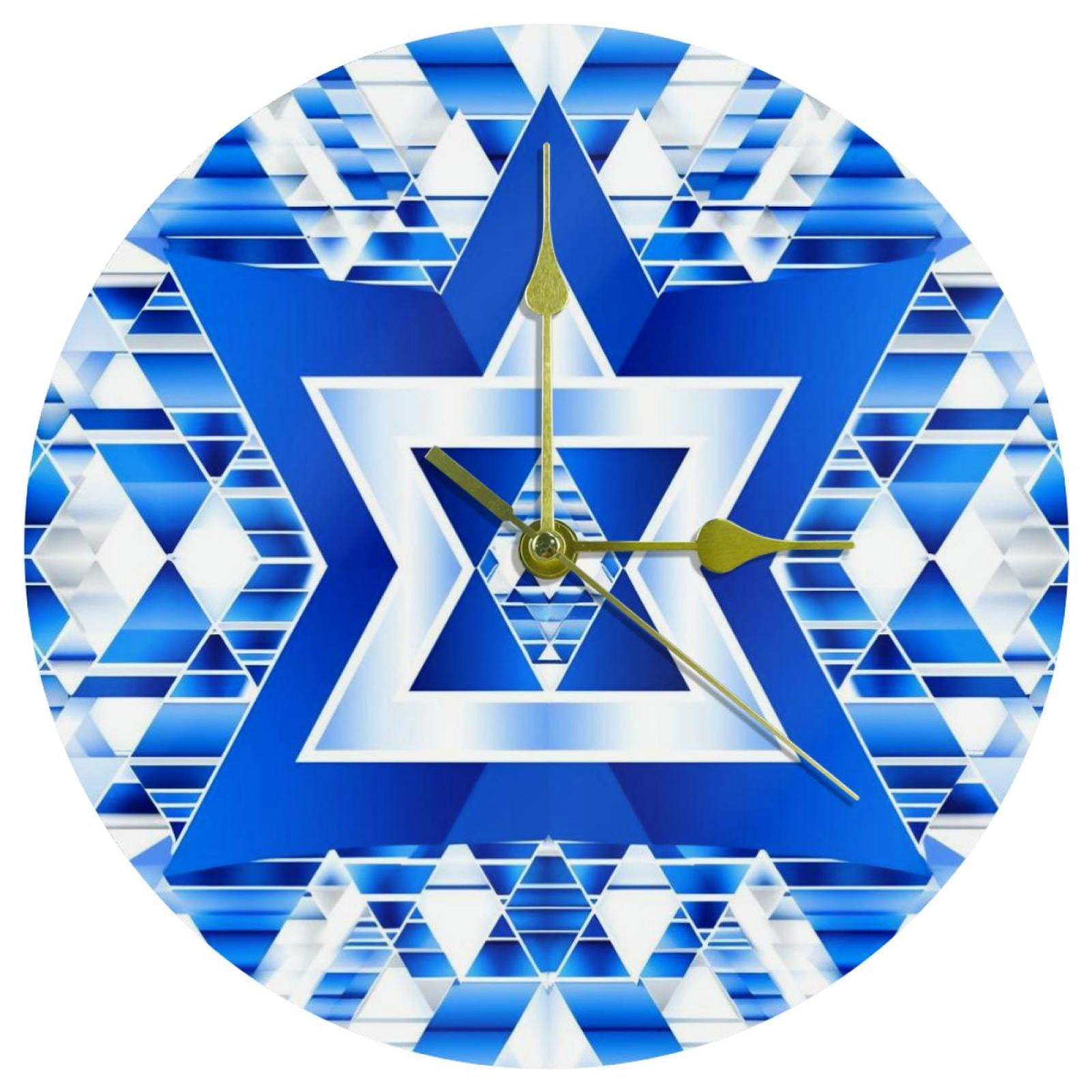 Flag of Israel Circular Acrylic Wall Clock - Elegant Timepiece for Home ...