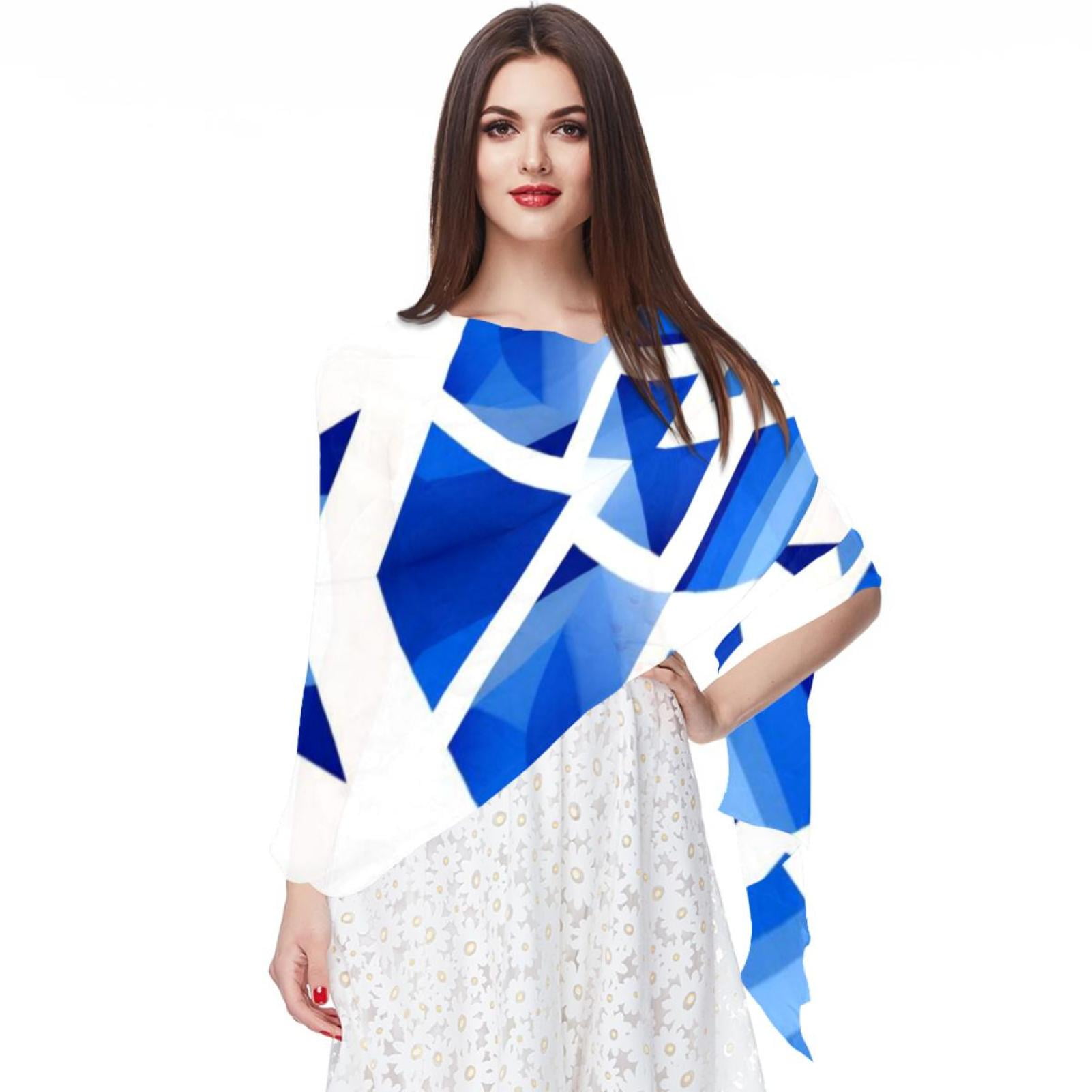 Flag of Israel Elegant Chiffon Yarn Silk Scarf for Women - Translucent ...