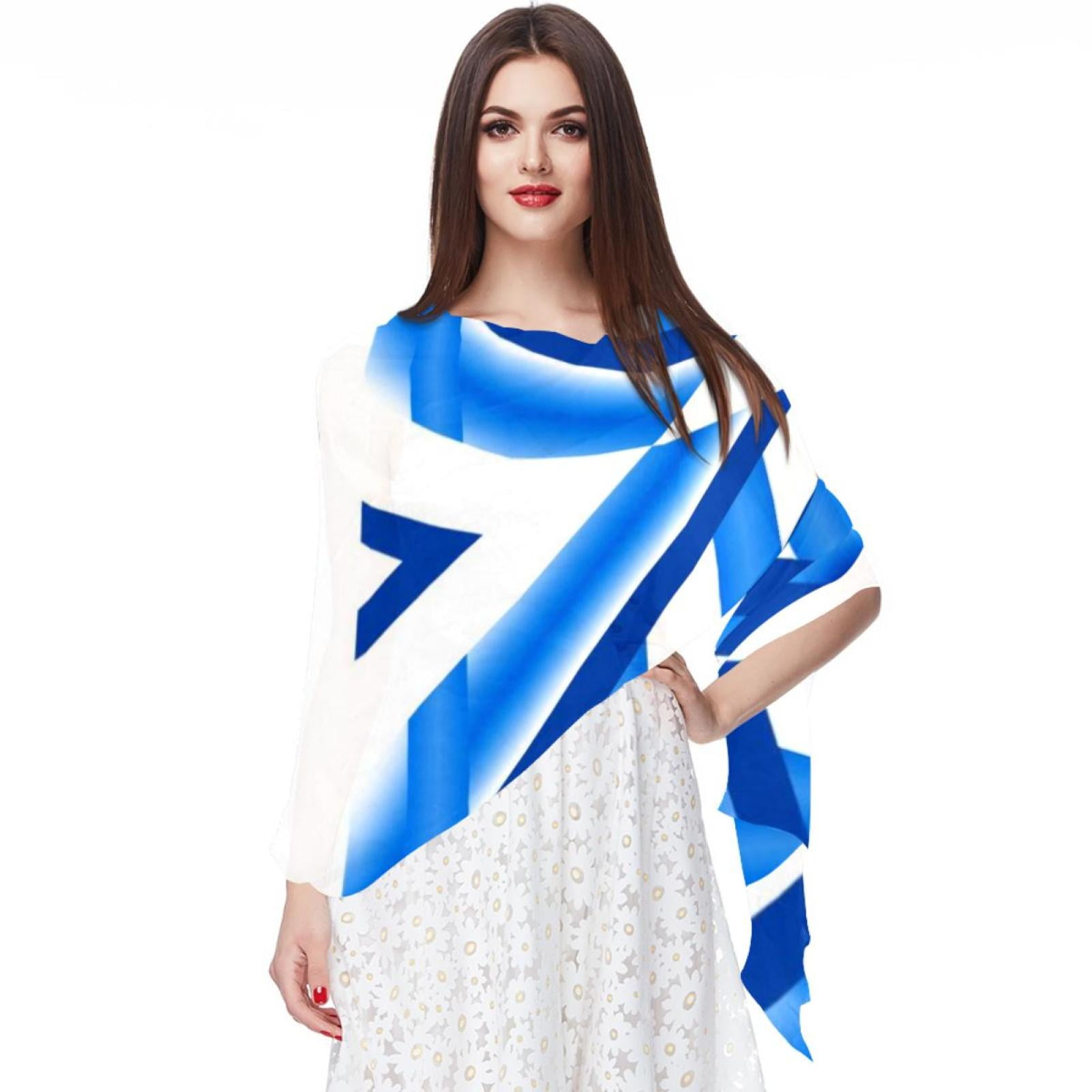 Flag of Israel Elegant Chiffon Yarn Silk Scarf for Women - Translucent ...