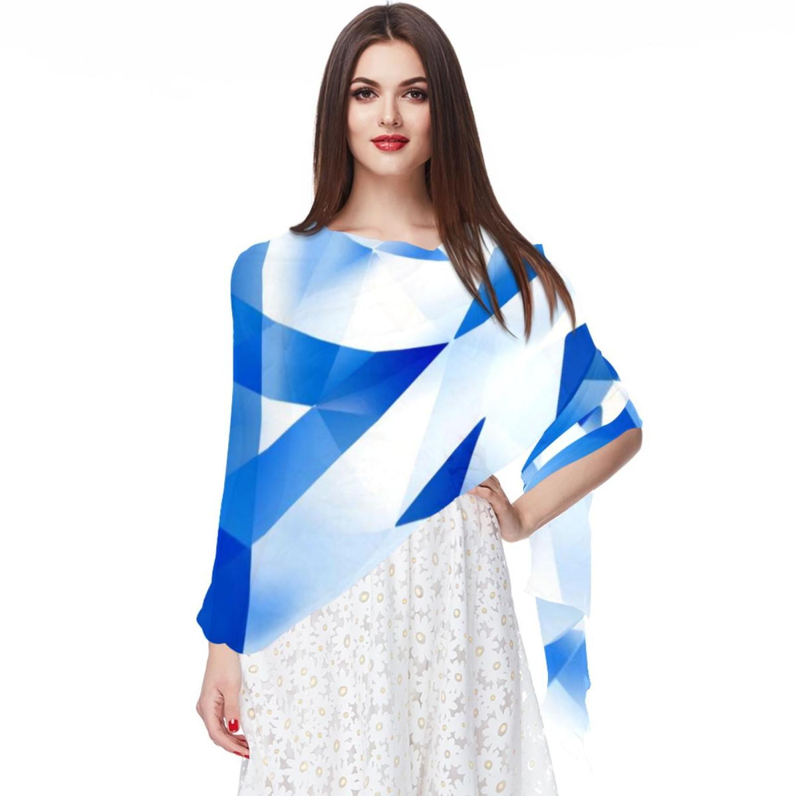 Flag of Israel Light and Breathable Chiffon Yarn Silk Scarf ...