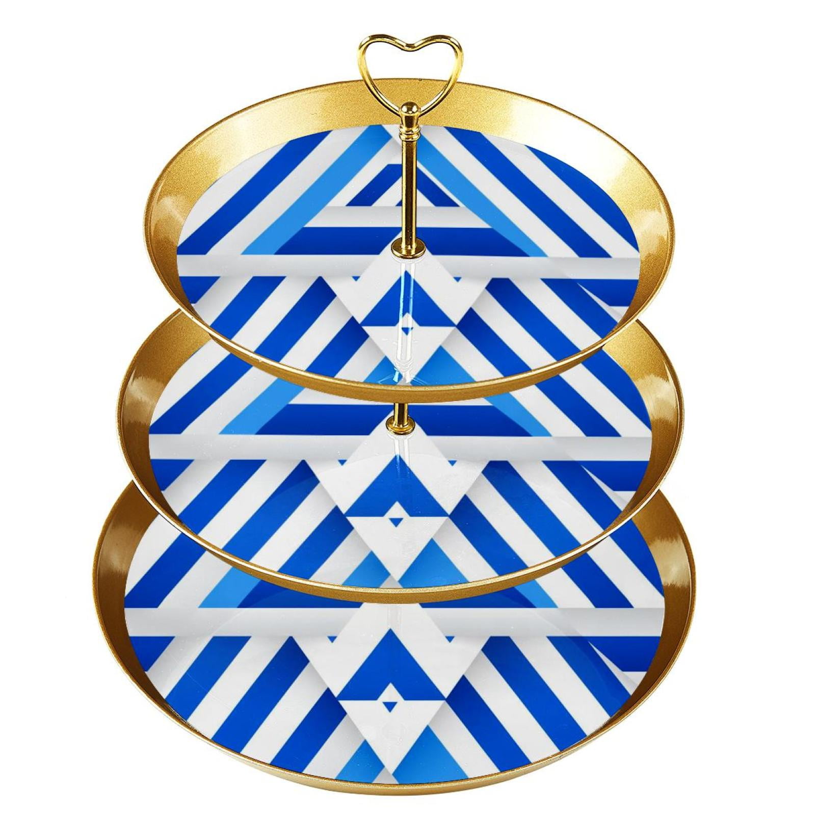 Flag of Israel Plastic Discs Dessert Table Holder with Iron Pillars ...