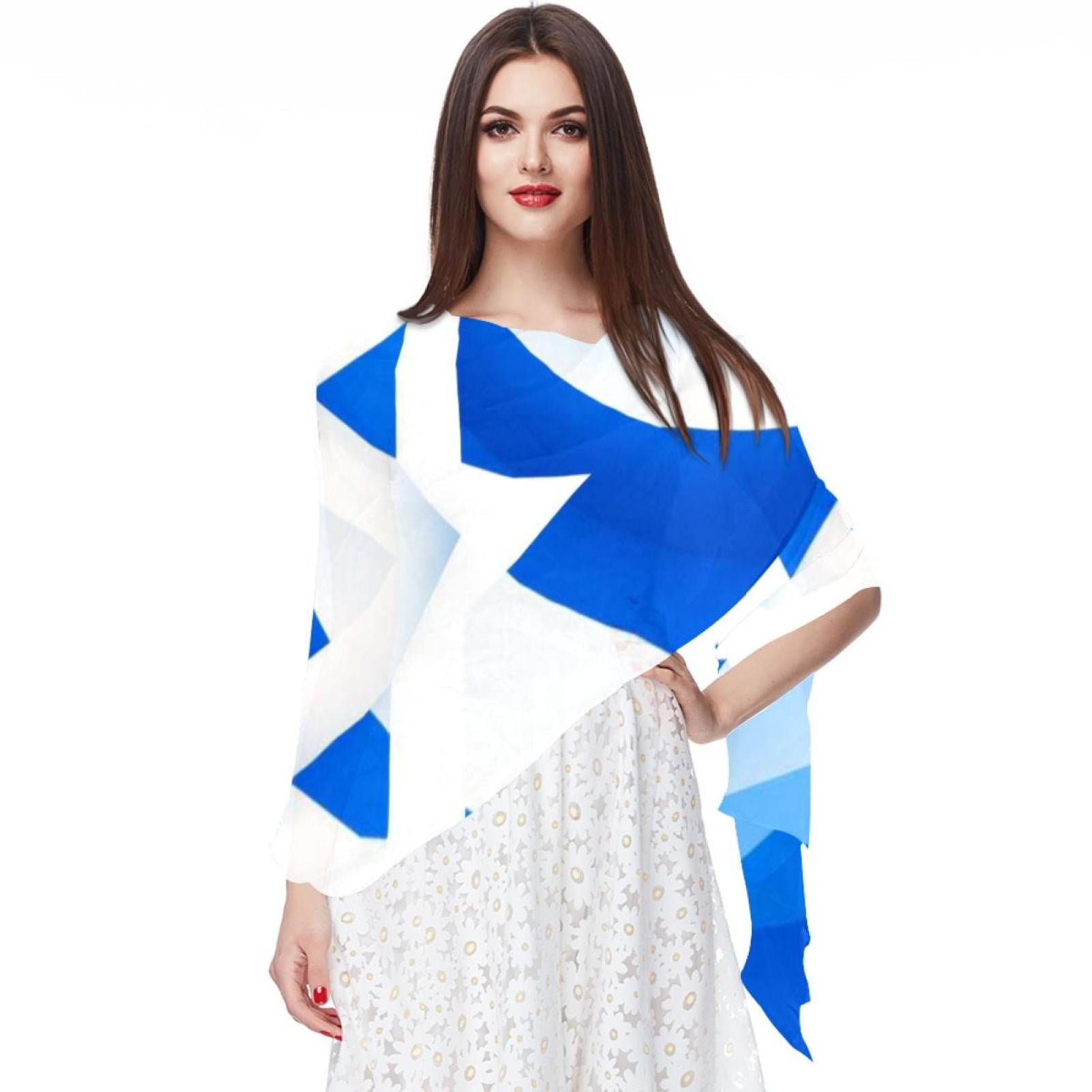 Flag of Israel Translucent Chiffon Yarn Silk Scarf - Light Breathable ...