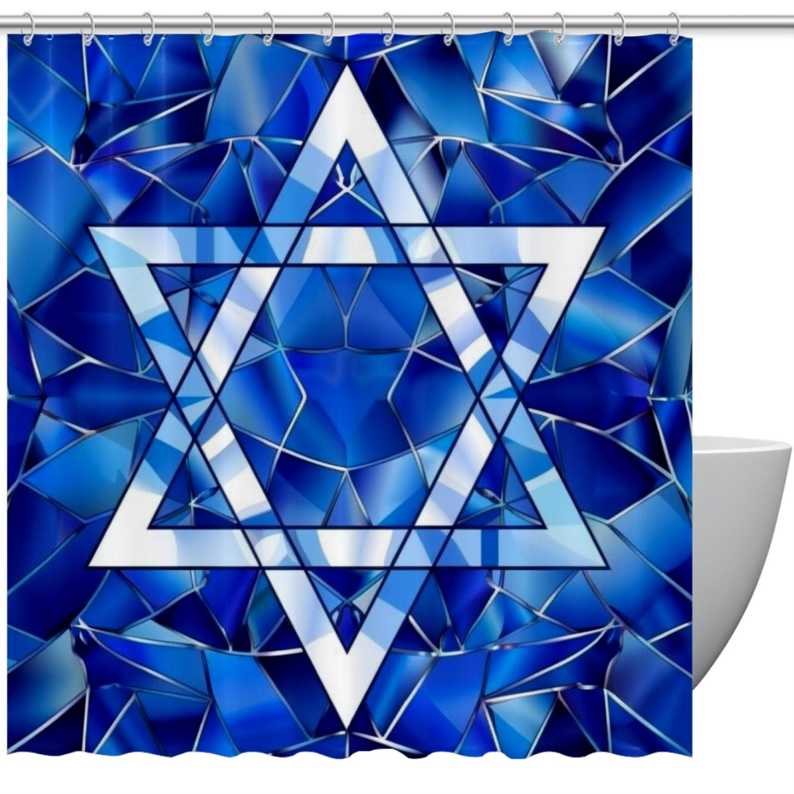 Flag of Israel Waterproof Printed Shower Curtain Set with Hooks ...