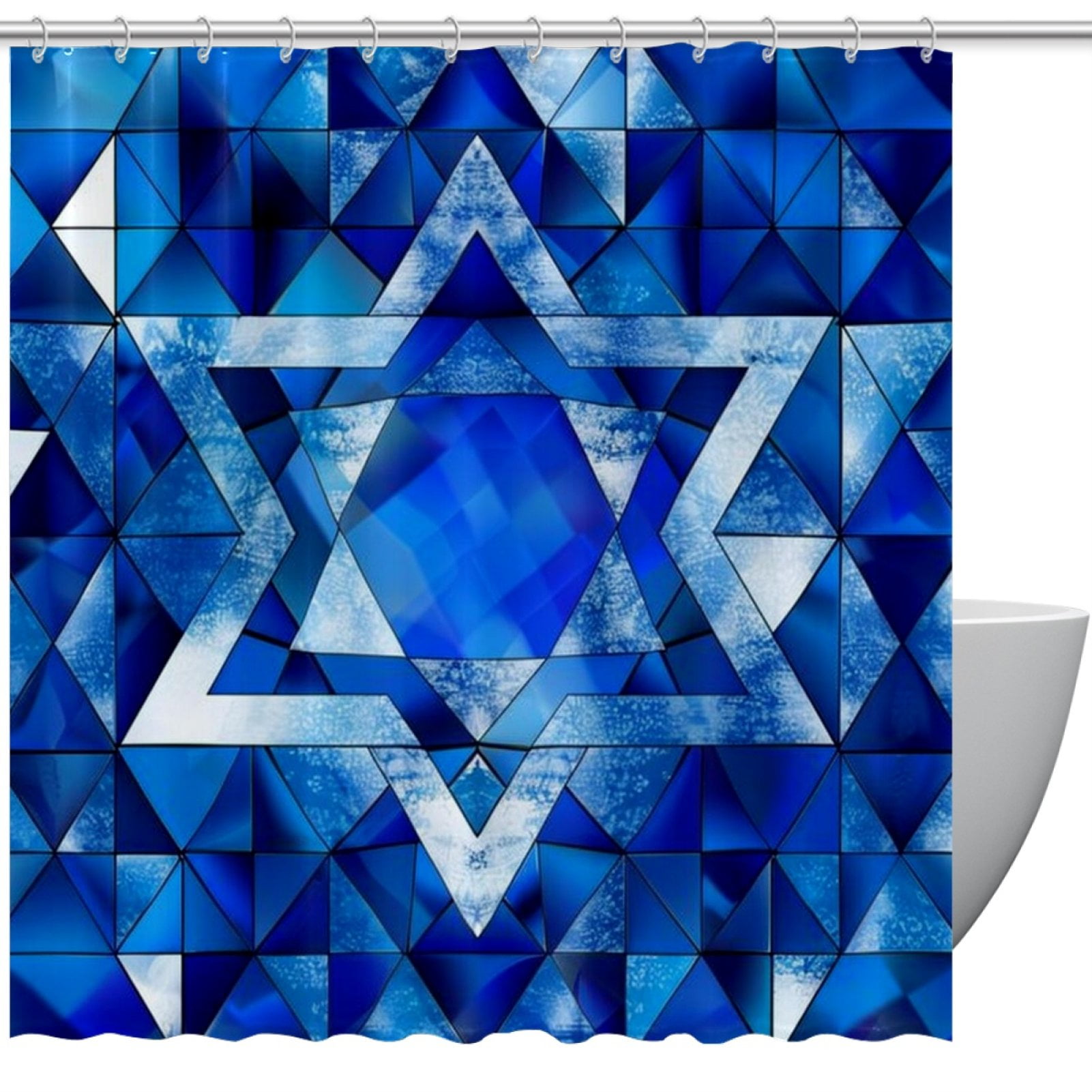 Flag of Israel Waterproof Printed Shower Curtain Set with Hooks ...